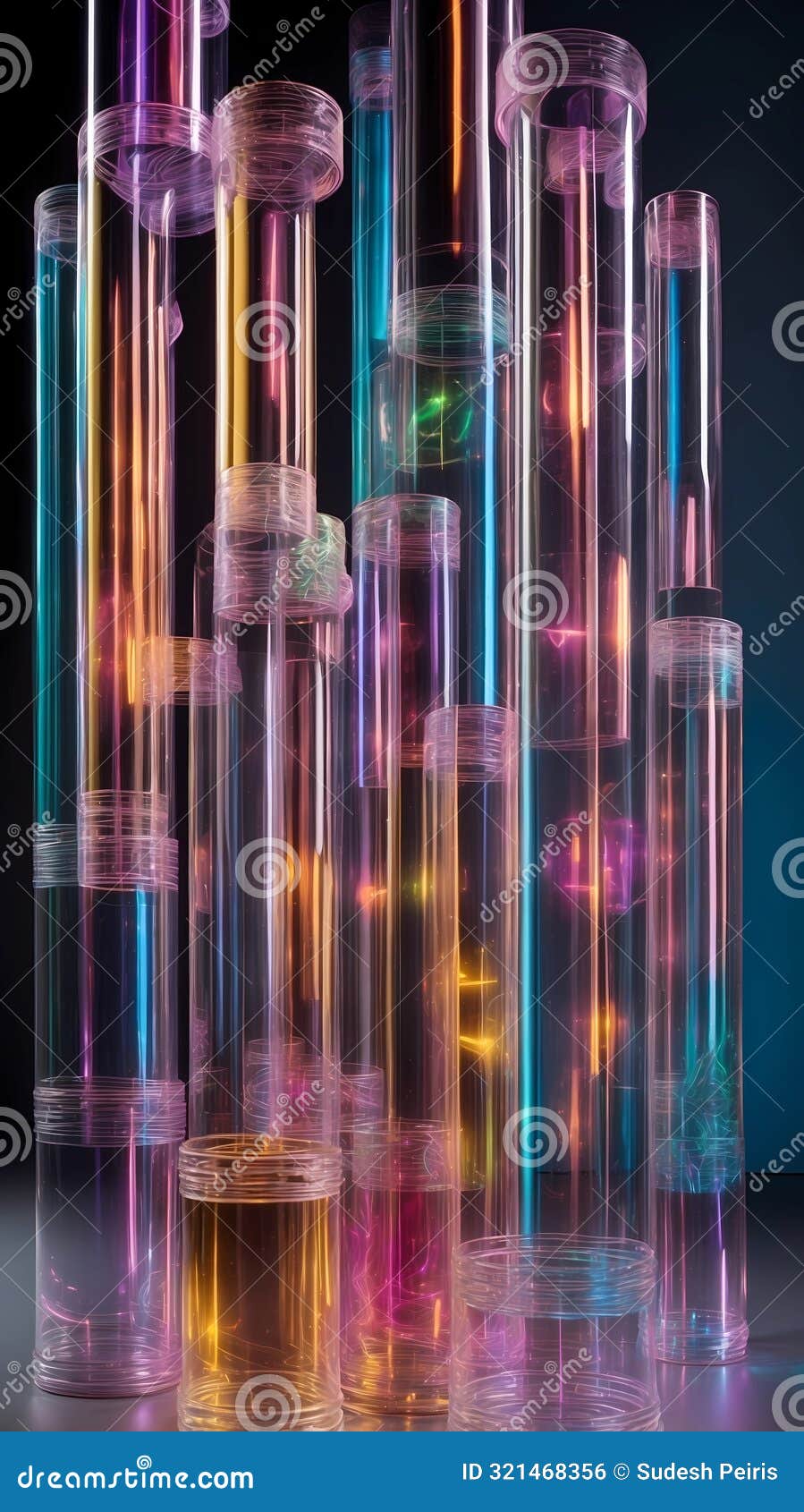 A Mesmerizing Collection of Holographic Cylinders Stock Illustration ...