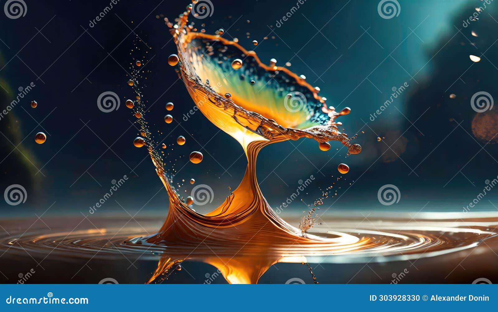 Mesmerizing Colliding Droplets Creating Beautiful Visual Impact Stock ...