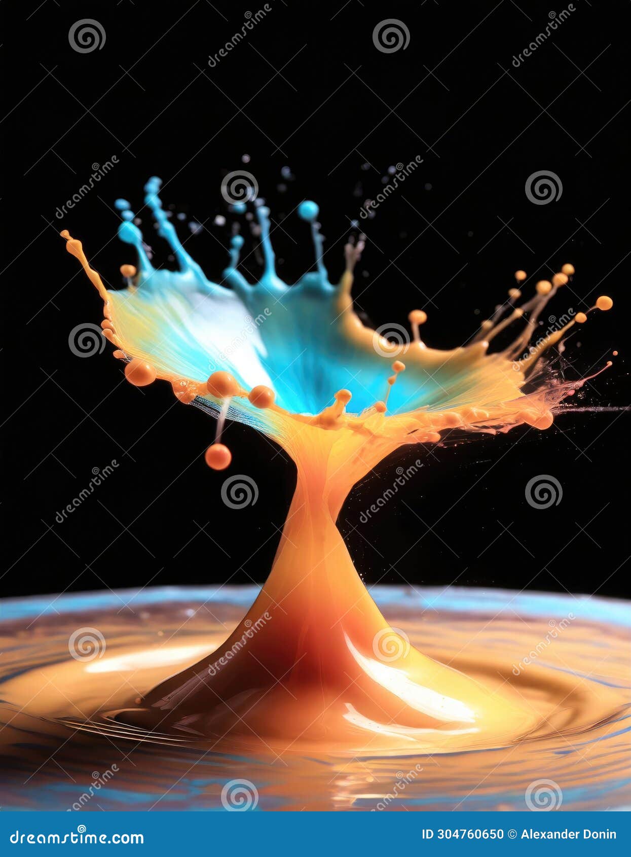 Mesmerizing Colliding Droplets Creating Beautiful Visual Impact Stock ...