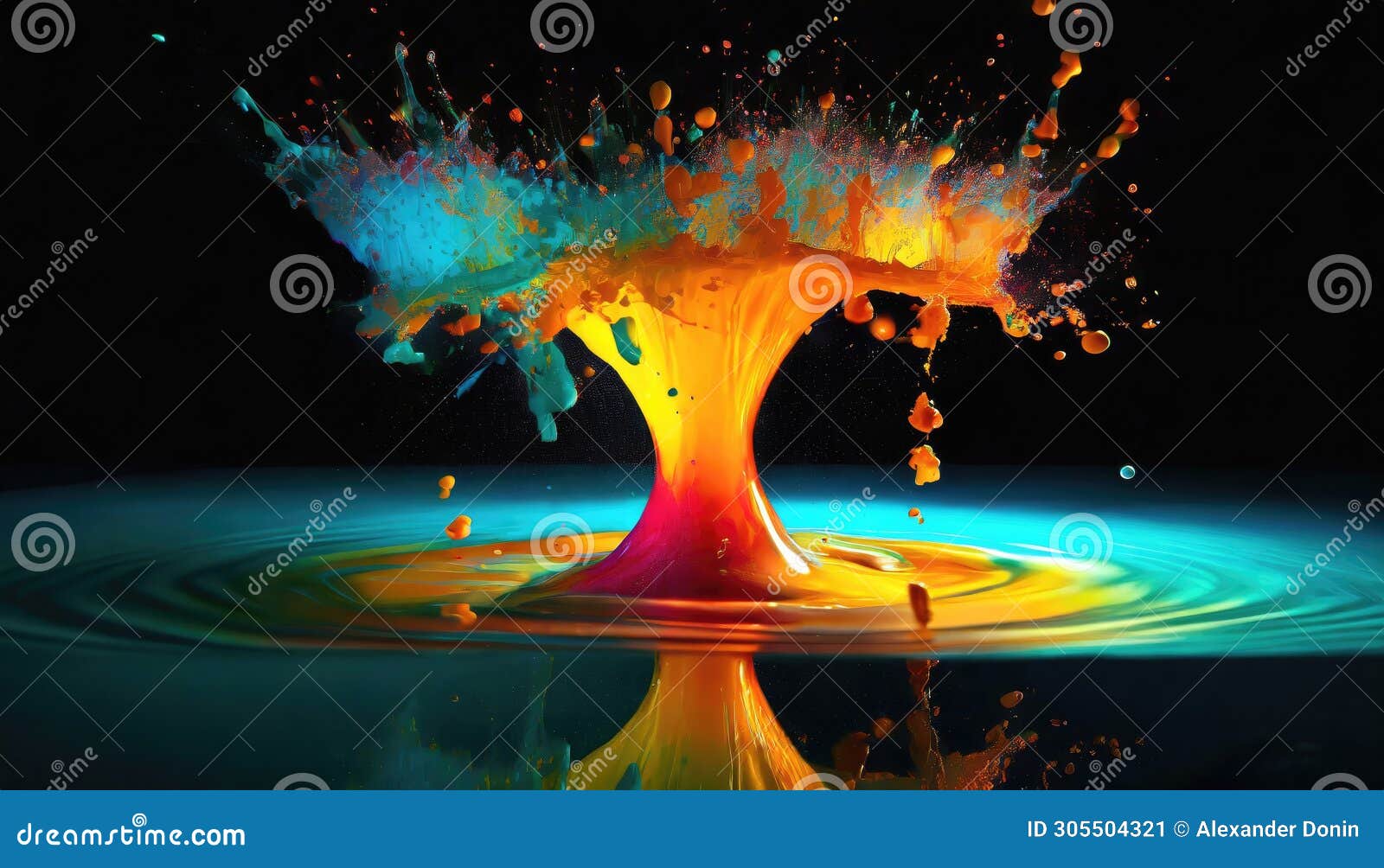 Mesmerizing Colliding Droplets Creating Beautiful Visual Impact Stock ...