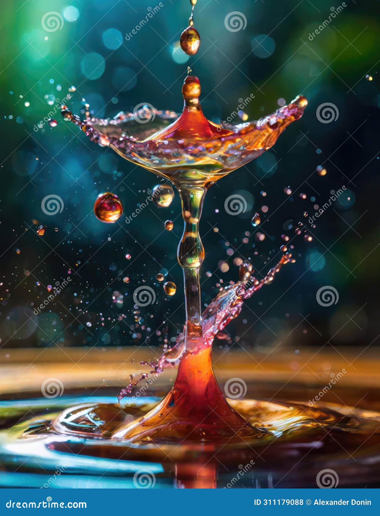 Mesmerizing Colliding Droplets Creating Beautiful Visual Impact Stock ...