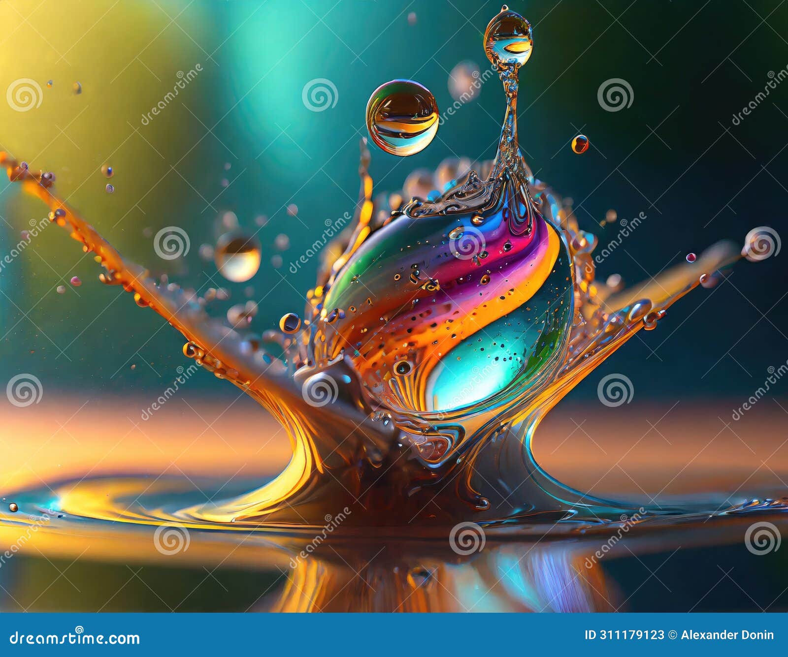 Mesmerizing Colliding Droplets Creating Beautiful Visual Impact Stock ...