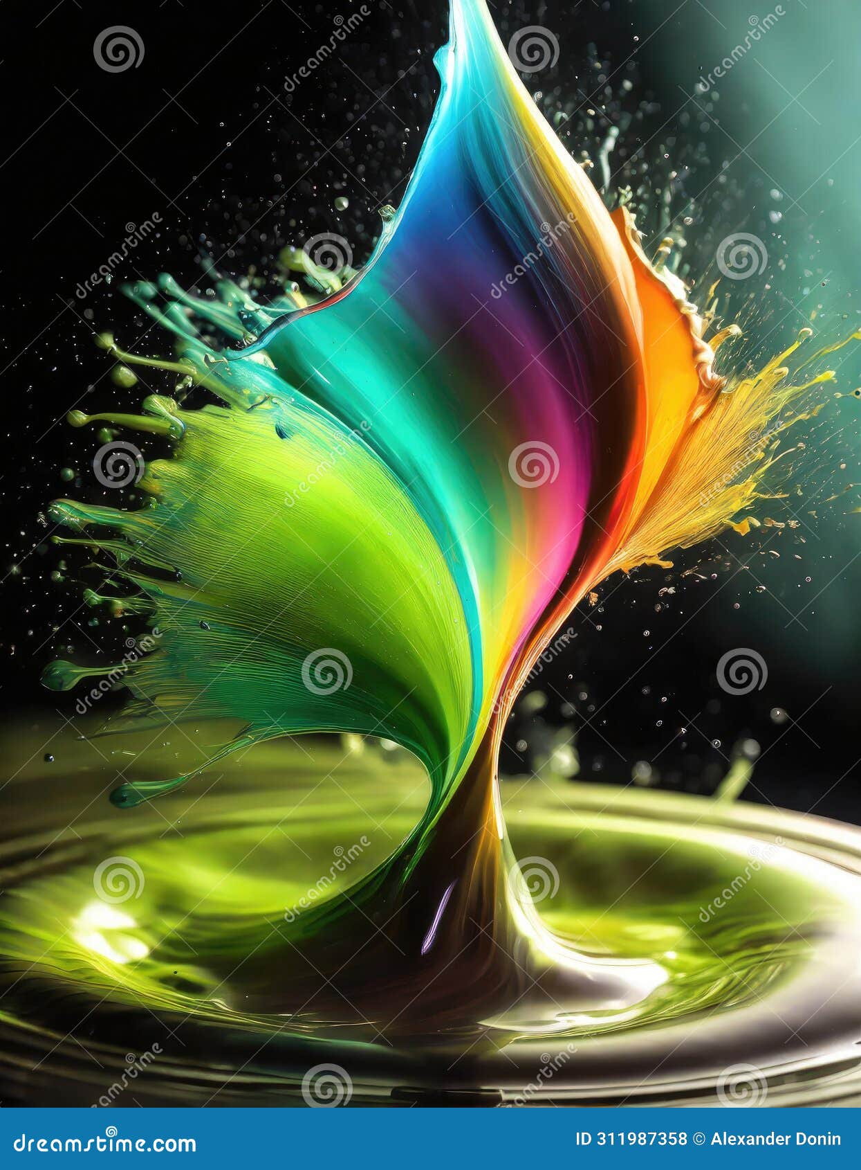 Mesmerizing Colliding Droplets Creating Beautiful Visual Impact Stock ...