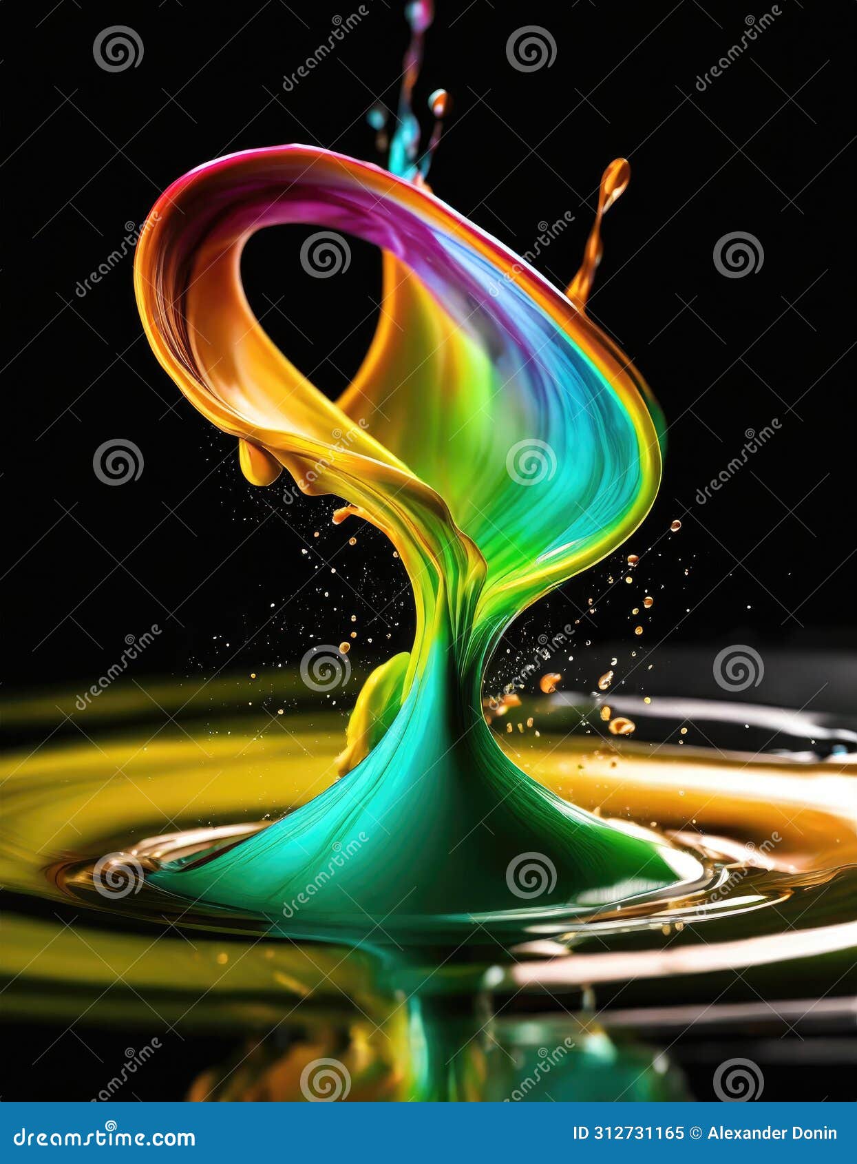 Mesmerizing Colliding Droplets Creating Beautiful Visual Impact Stock ...