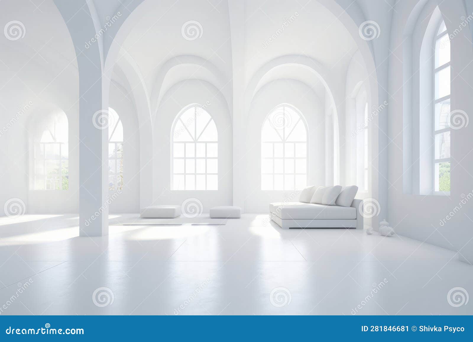 Mesmerizing Composition of a Pristine All-white Room View Stock Image ...