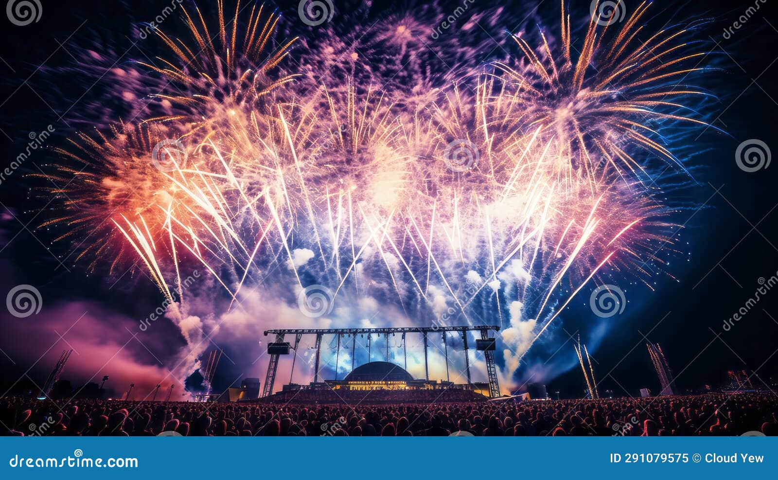 Mesmerizing Concert Sky Fireworks Display Stock Illustration ...