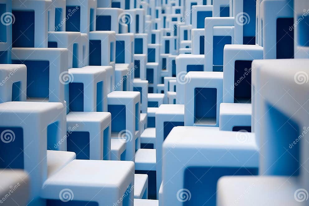 Mesmerizing Cube Illusions Overlapping Shapes in Blue and White Create ...