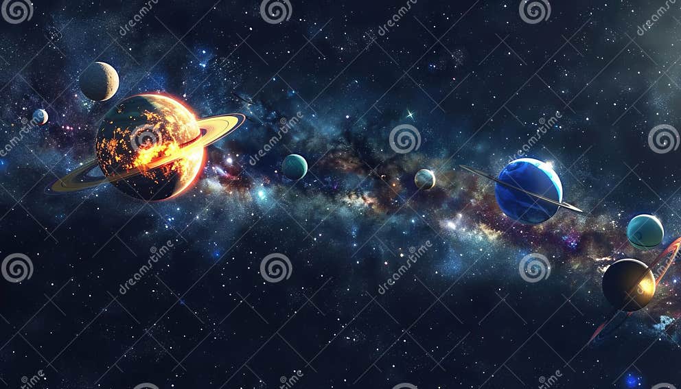 224 Mesmerizing 3D Cartoon Celestial Phenomenon of Planetary Alignment ...