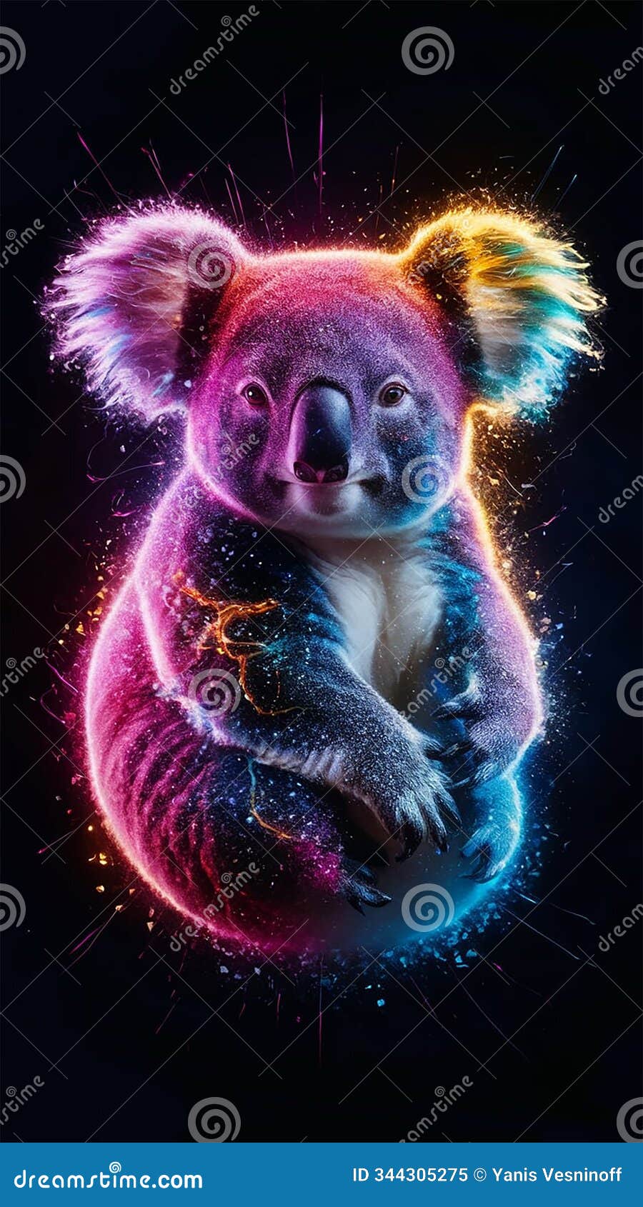 A Mesmerizing 3D Holographic Image Featuring a Vibrant, Neon-colored ...