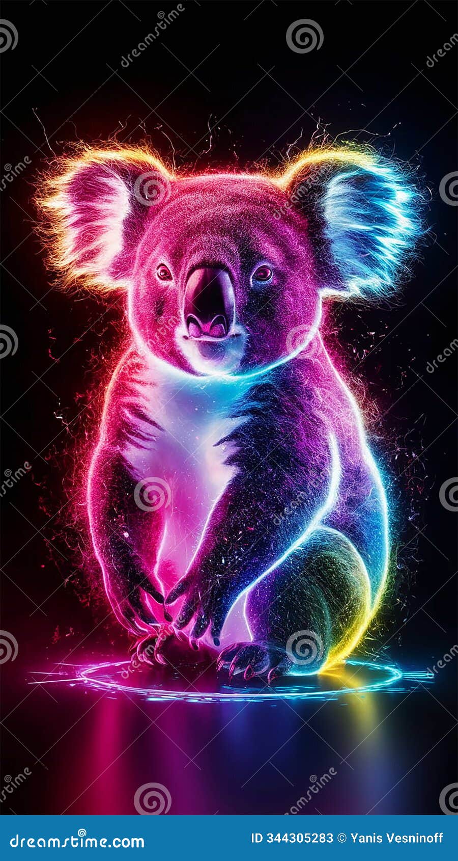 A Mesmerizing 3D Holographic Image Featuring a Vibrant, Neon-colored ...