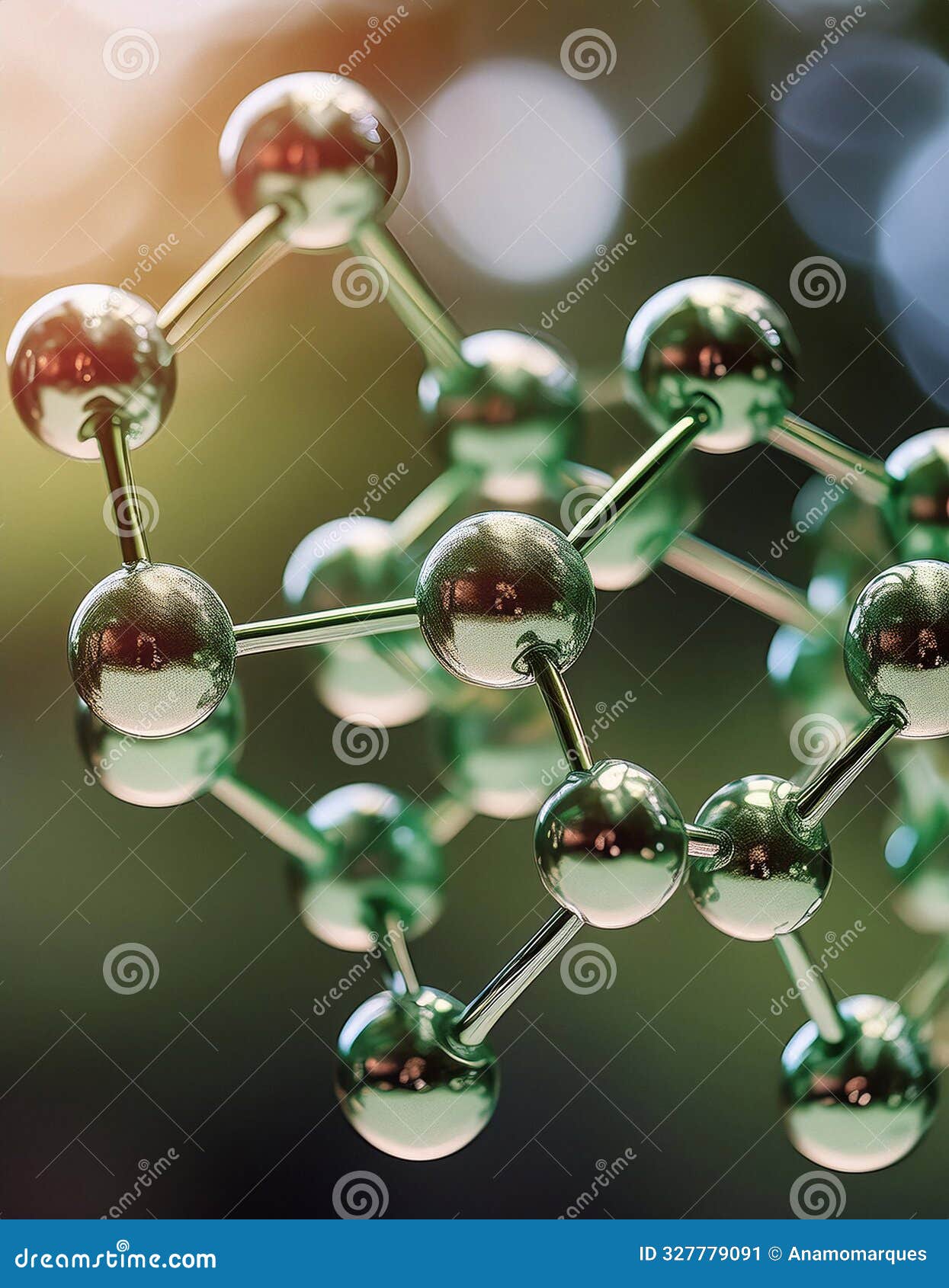 A Mesmerizing 3D Molecular Structure, Adorned with Reflective Spheres ...