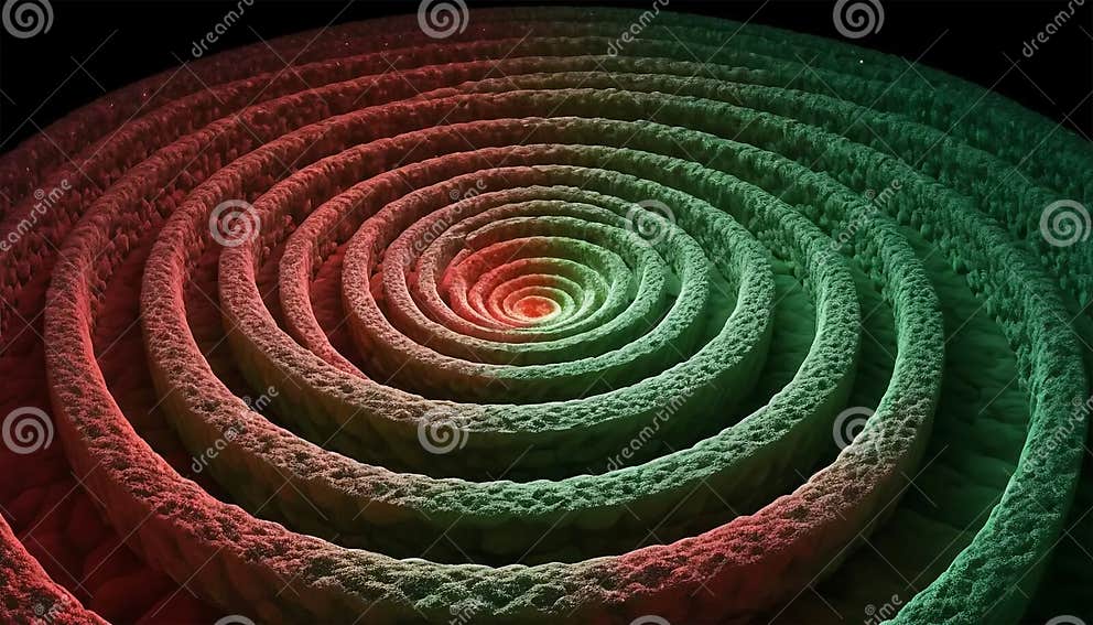 Abstract Spiral Vortex: Red and Green 3D Render - Generative AI Art ...