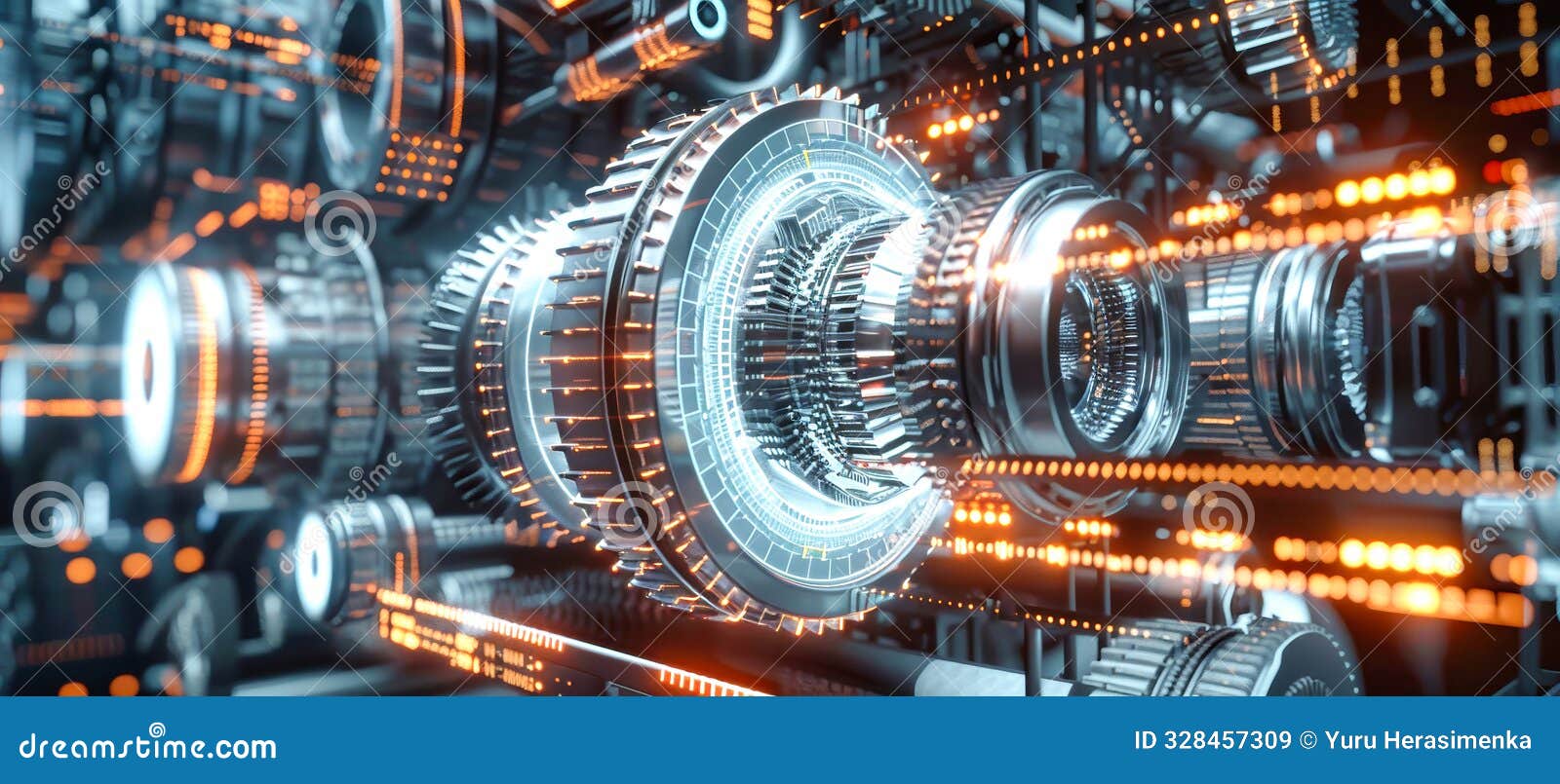 A Mesmerizing 3D Rendering of Complex Gears and Mechanisms, Illuminated ...