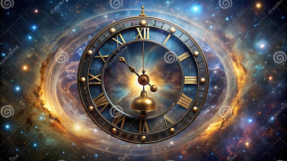 A Mesmerizing 3D Vector Illustration of a Celestial Clock with a ...
