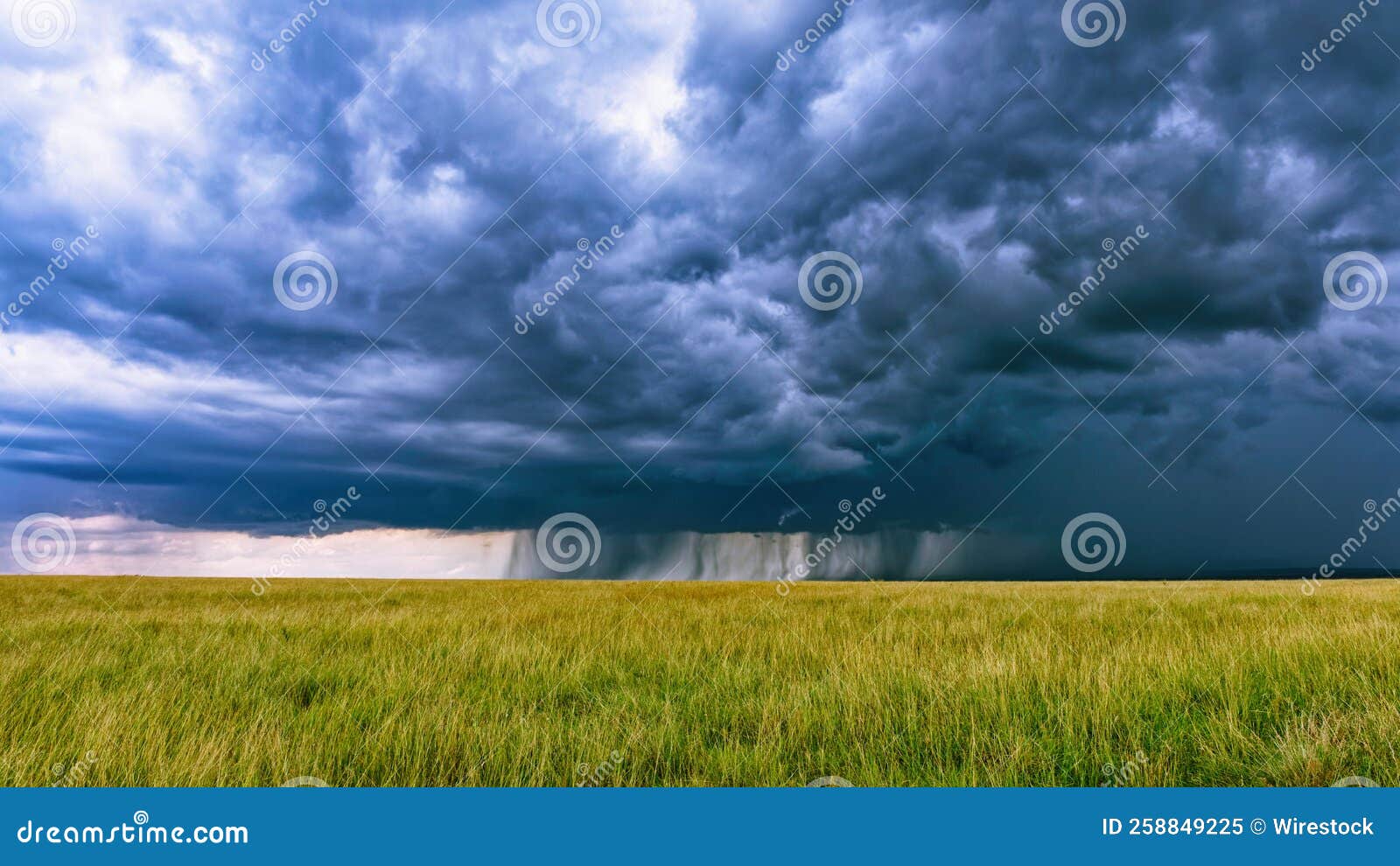 Mesmerizing Dark Fluffy Clouds Over a Green Field Stock Image - Image ...