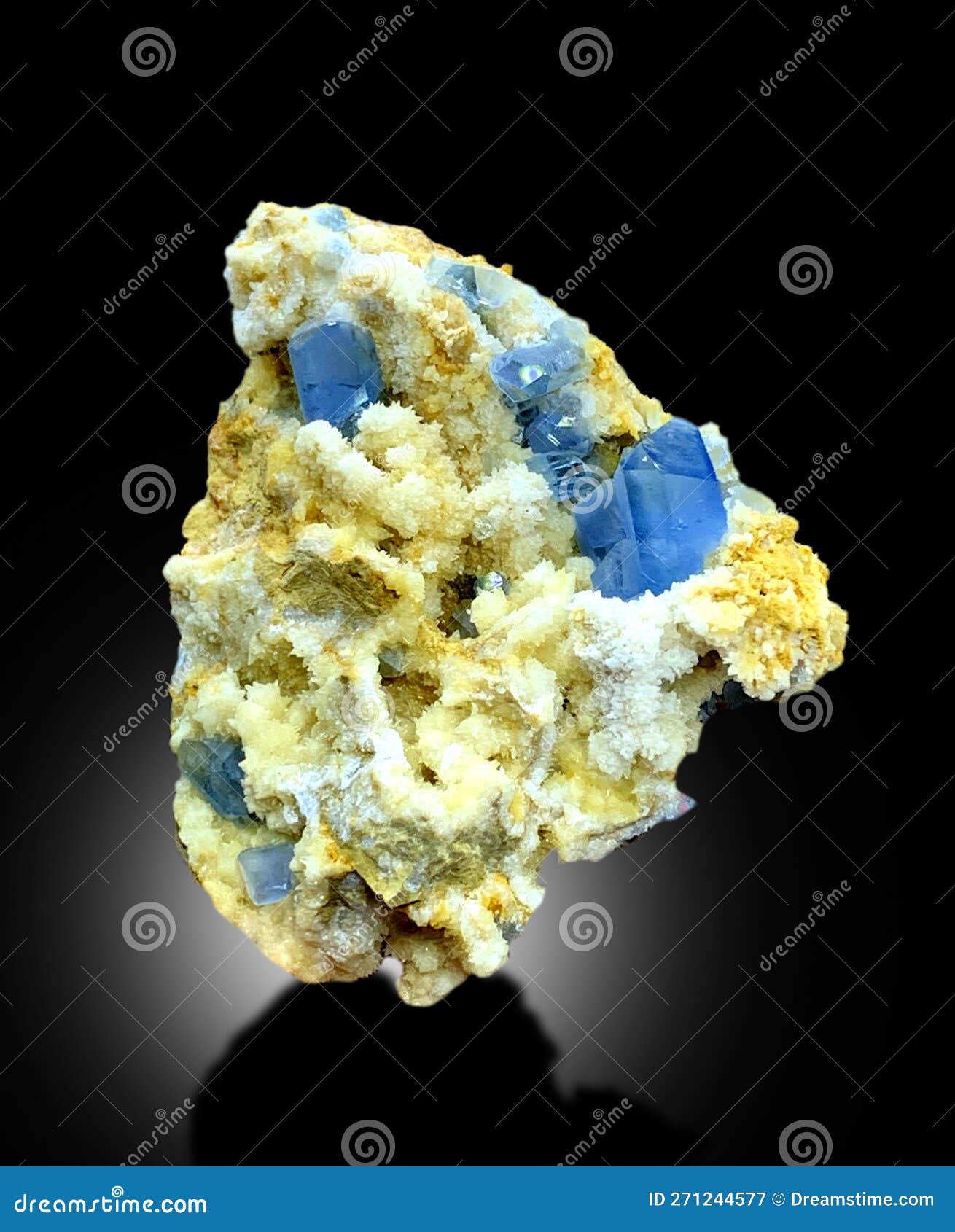 Mesmerizing Deep Blue Celestine Celestite with Calcite Matrix Specimen ...