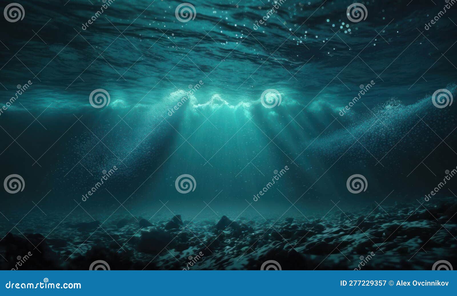 Mesmerizing Deep Blue Ocean Waves Underwater Background with Micro ...