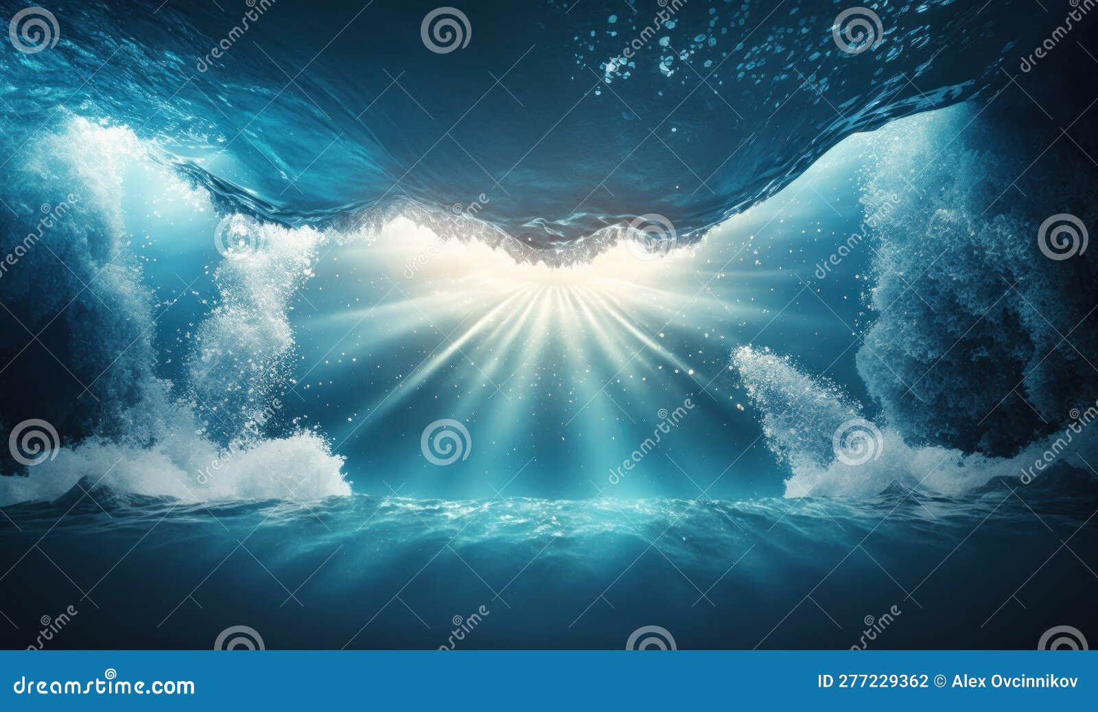 Mesmerizing Deep Blue Ocean Waves Underwater Background with Micro ...