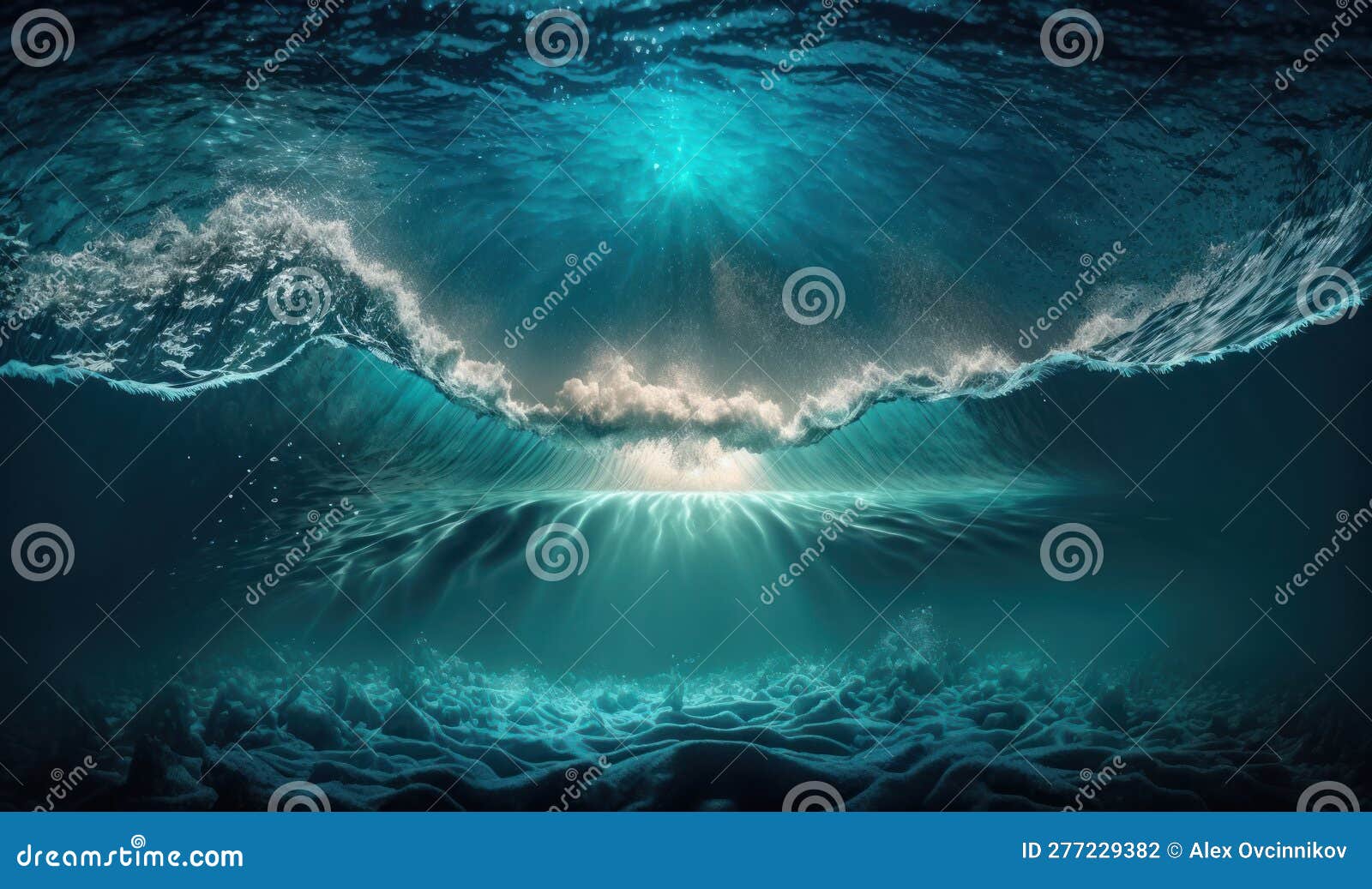 Mesmerizing Deep Blue Ocean Waves Underwater Background with Micro ...
