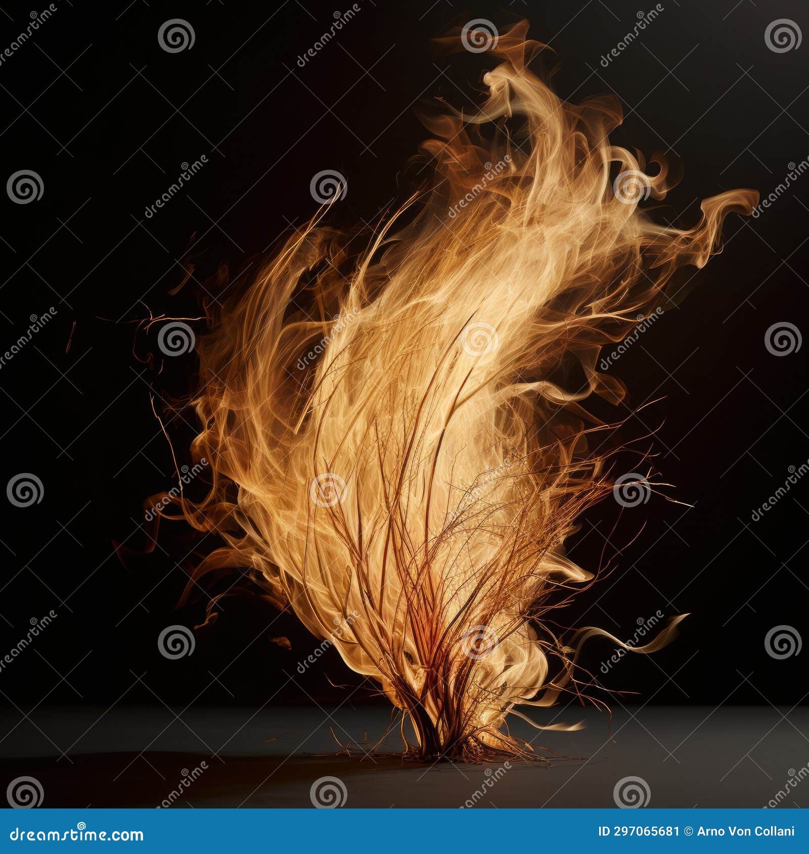 Inferno Harvest: AI-Generated Wheat Plant Ablaze Against Black Canvas ...