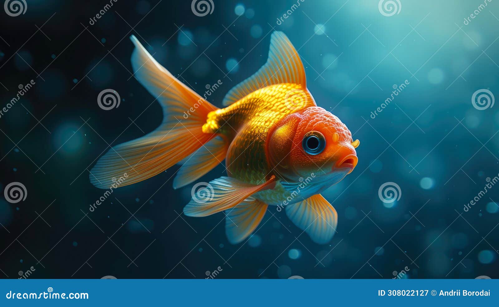 Tropical Goldfish Betta Swimming In Deep Ocean Stock Image ...