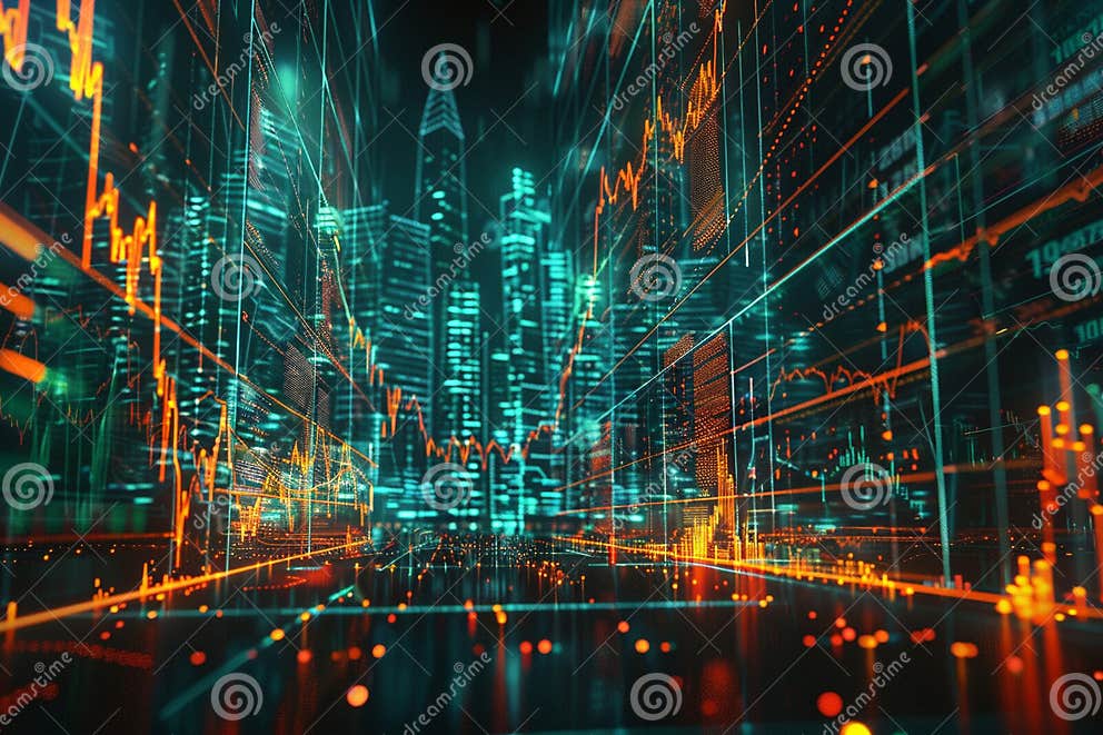 Digital Cityscape a Futuristic Vision of Data and Technology Stock ...