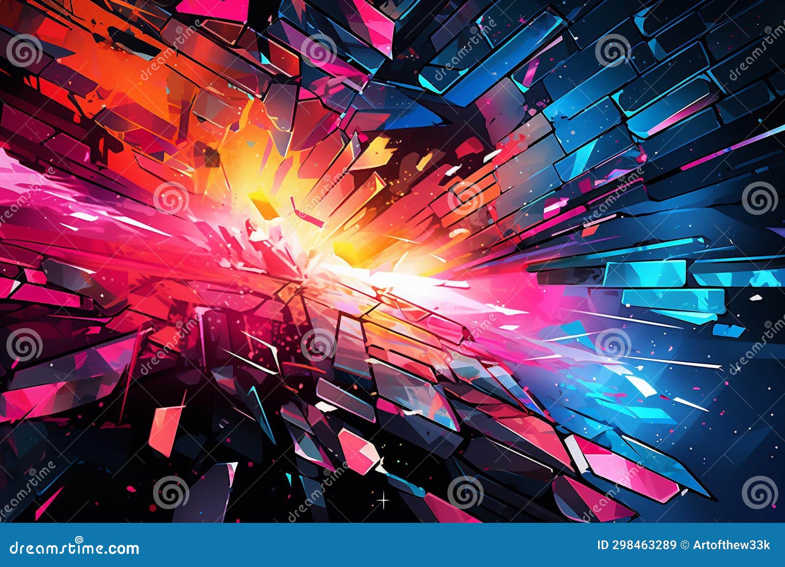 Vibrant Glitch: Abstract Geometric Forms in Dynamic Distortion Stock ...
