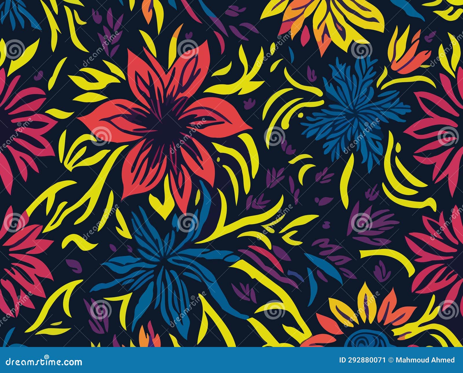 Whimsical Floral Pattern Illustration Stock Illustration - Illustration ...