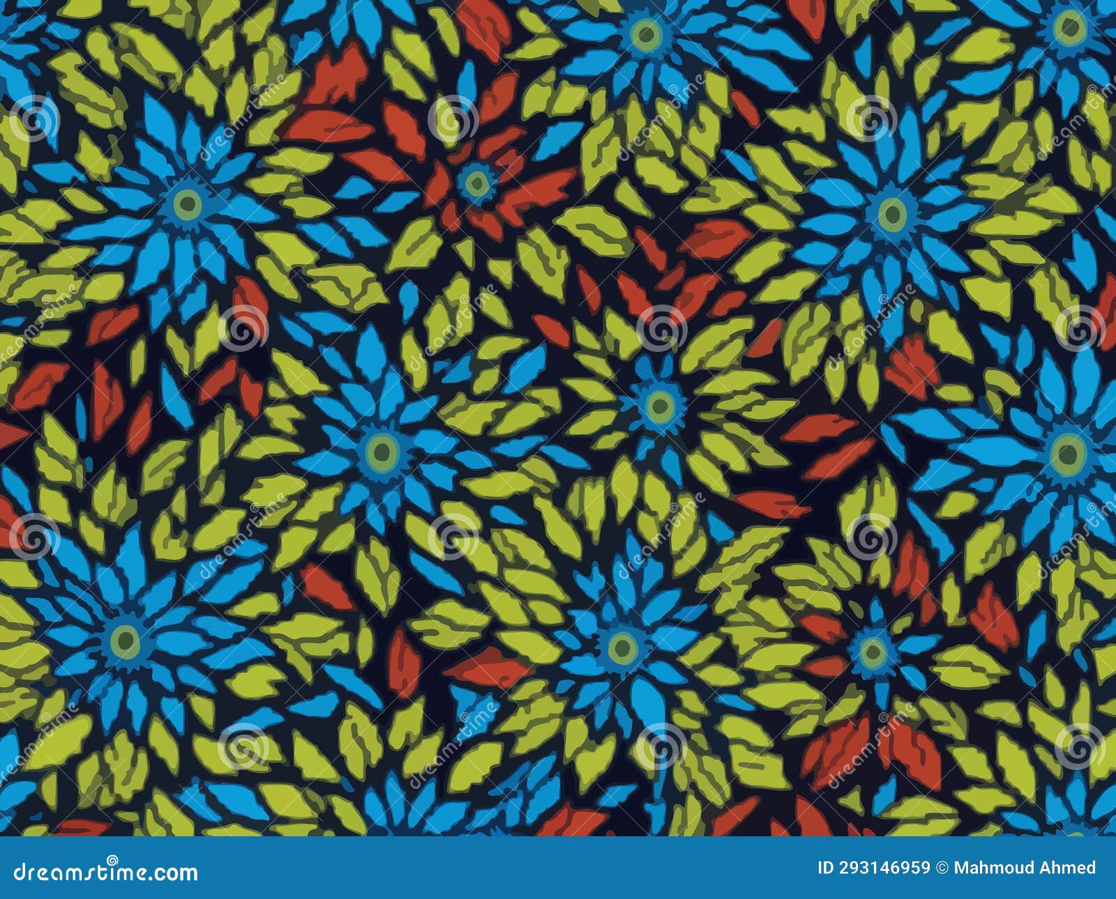 Whimsical Floral Pattern Illustration Stock Image - Image of retro ...