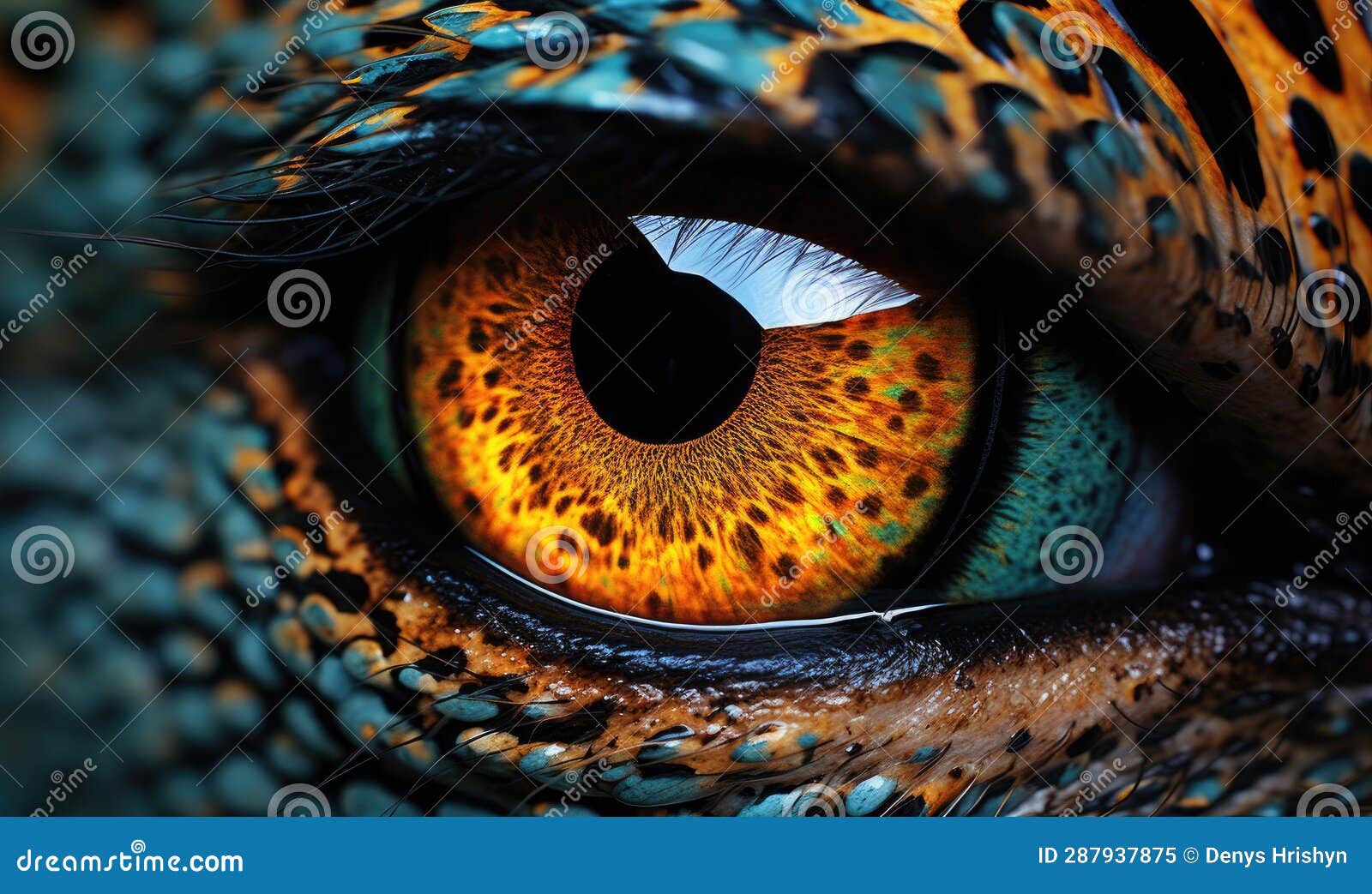 The Mesmerizing Eye of a Mythical Dragon Up Close Stock Illustration ...