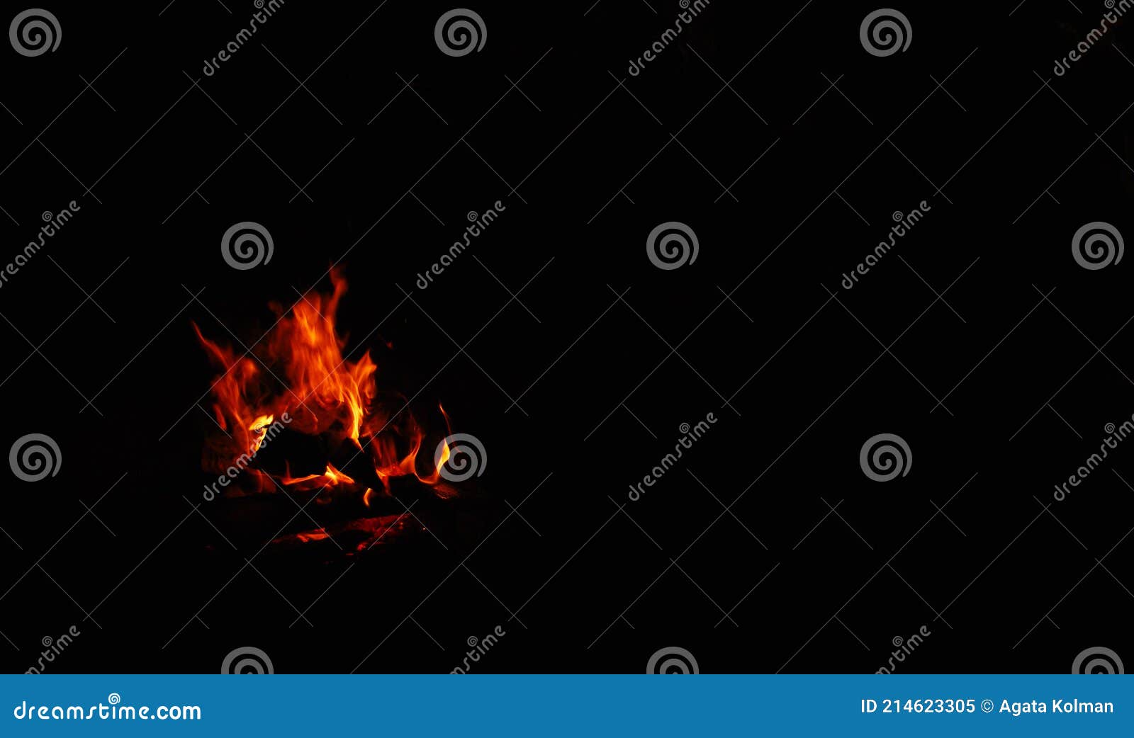 Mesmerizing Fire With Orange And Red Flames. In Dark Night Time Some ...
