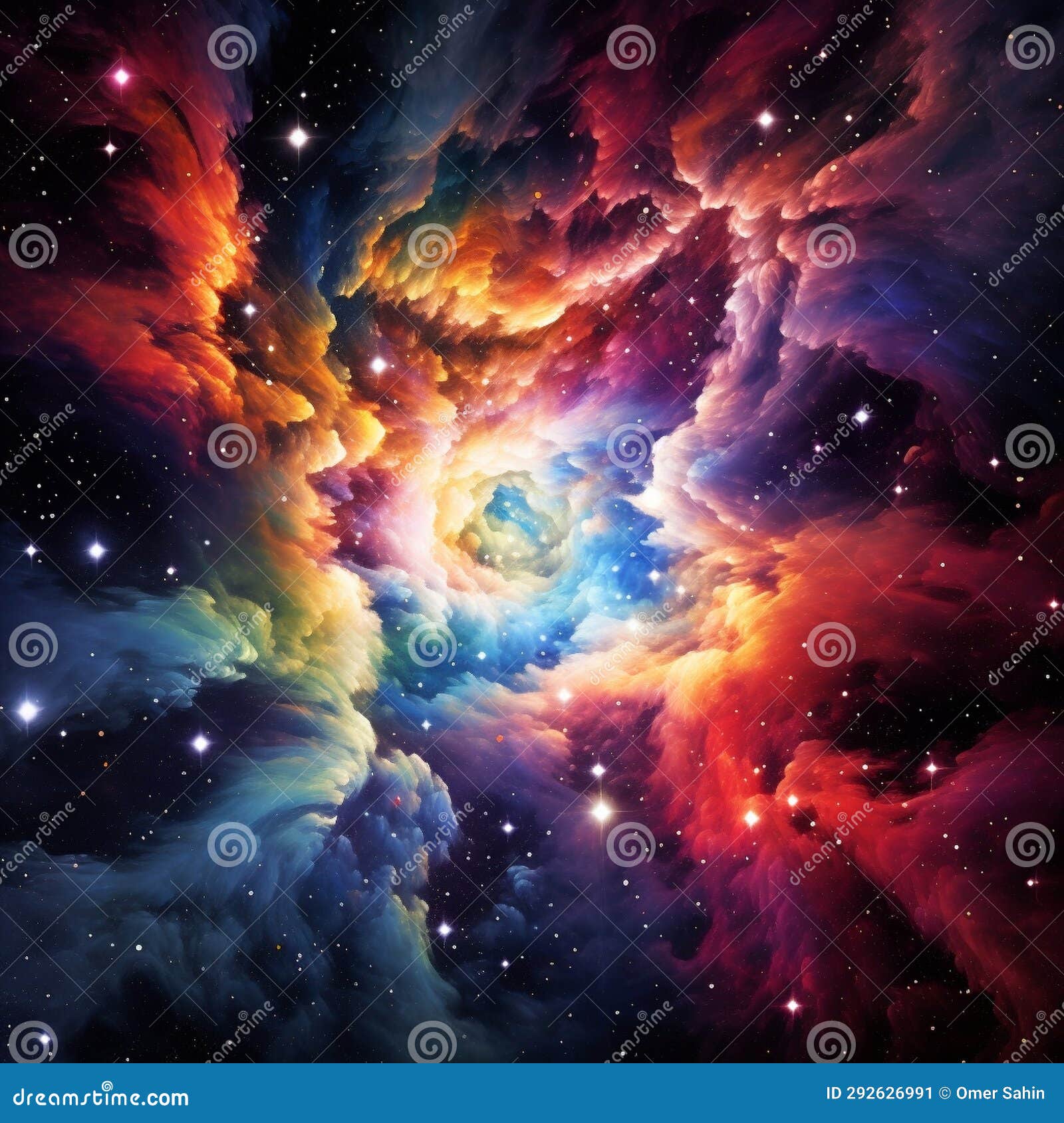 Mesmerizing Galaxy Filled with Vibrant Star Clusters Stock Illustration ...