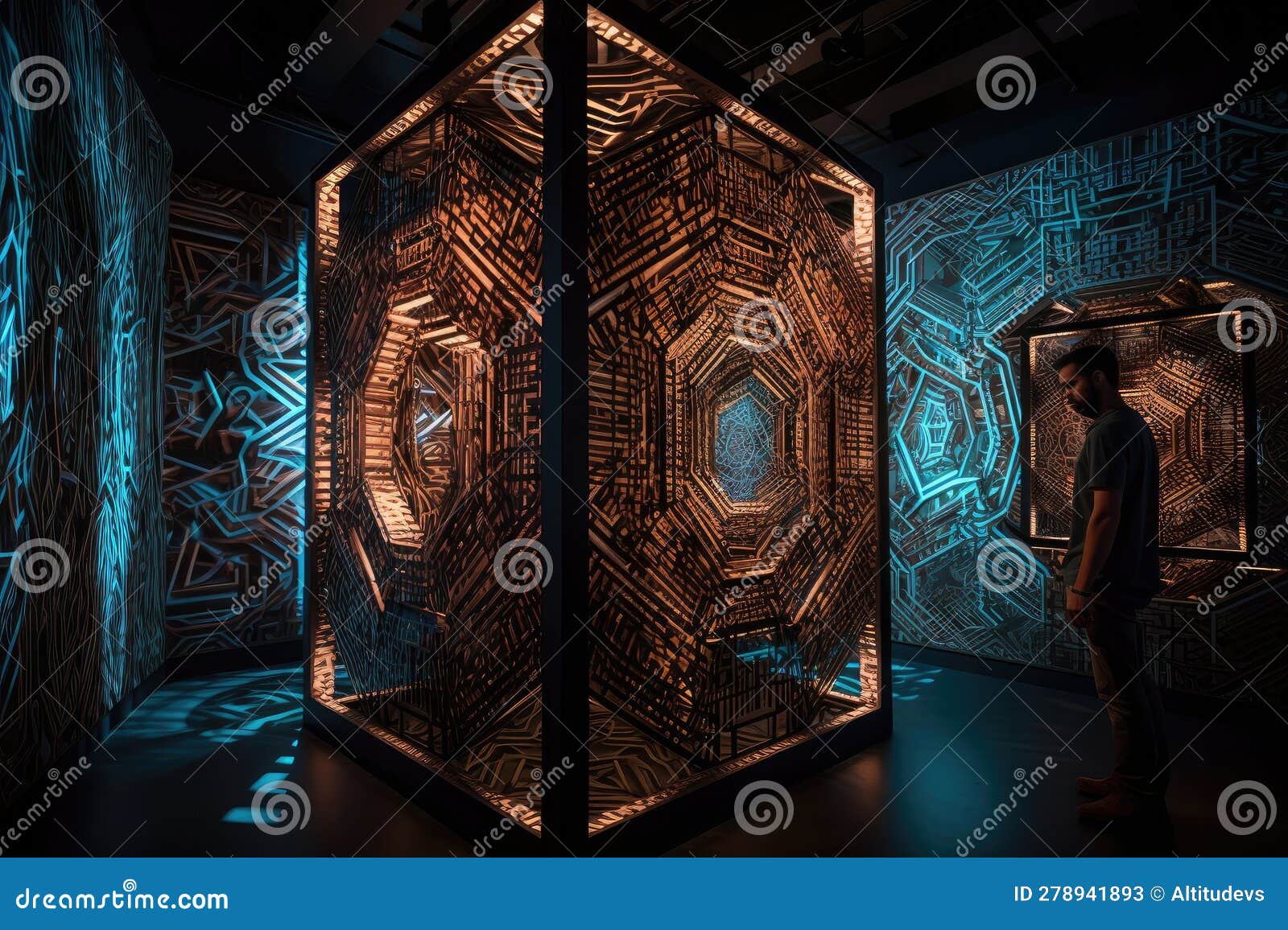 Mesmerizing Geometric Art Installation, Featuring Intricate Patterns ...