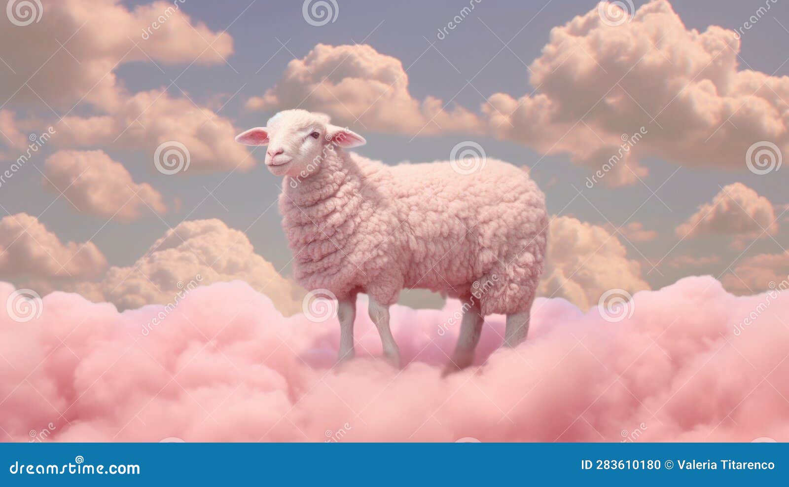 A Mesmerizing Glimpse into a Surreal Dreamscape, Where Pink Sheep Stock ...