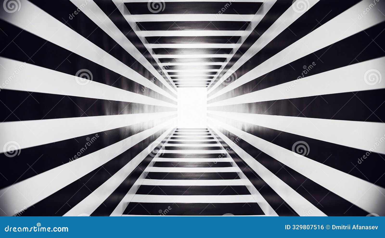 Hallway with Striking Black and White Optical Illusion Stock ...