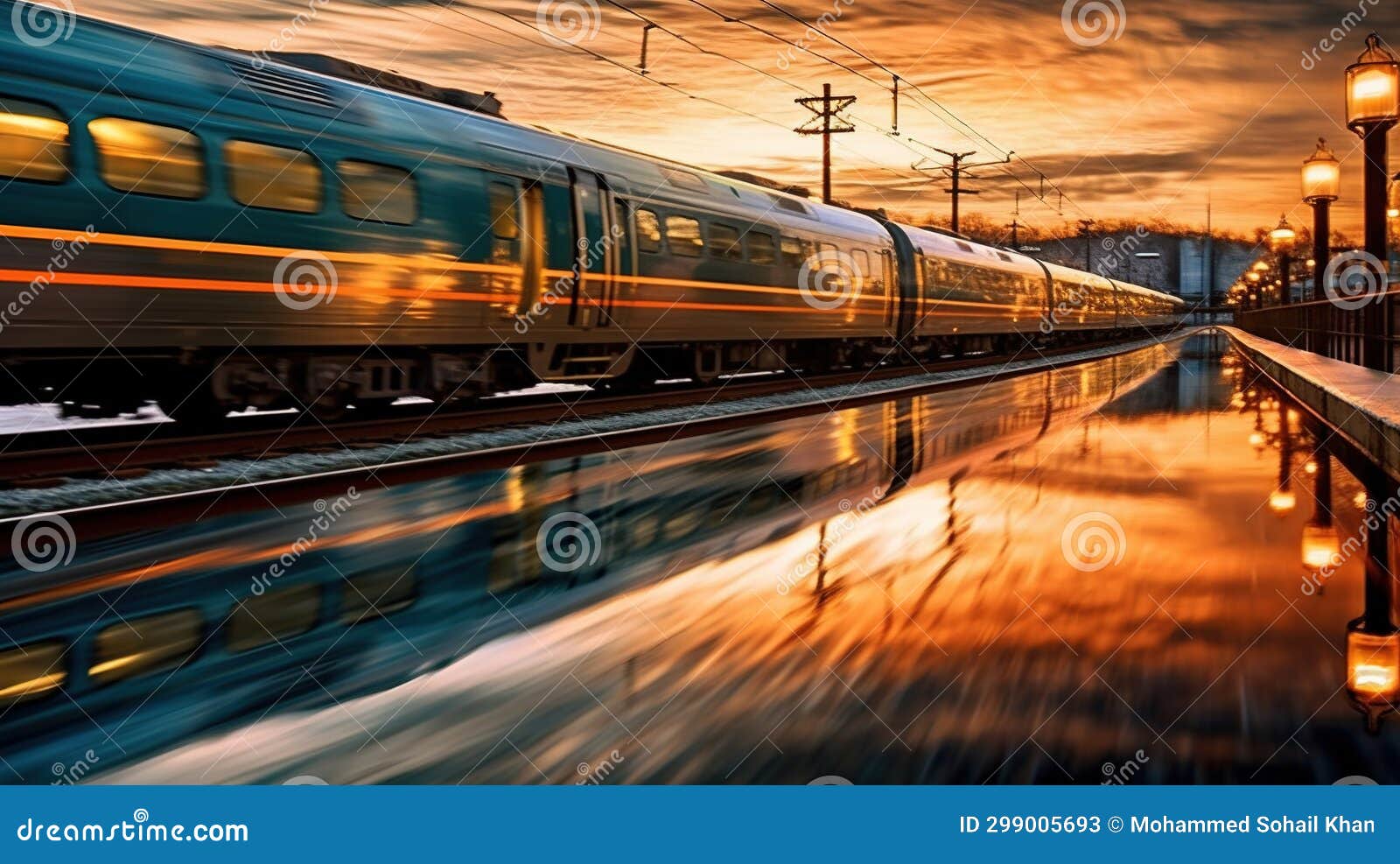 Mesmerizing High Speed Train Travel Trough Forest at Sunset with Motion ...