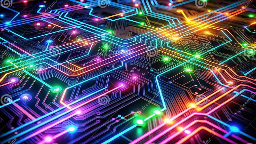 Mesmerizing High-Tech Pattern Abstract Circuit Board with Glowing ...
