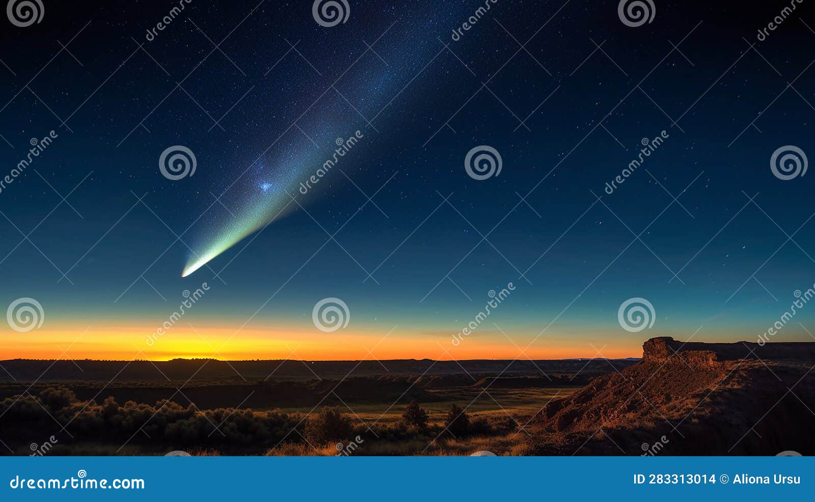 A Mesmerizing Illustration Capturing a Shooting Comet or Asteroid ...