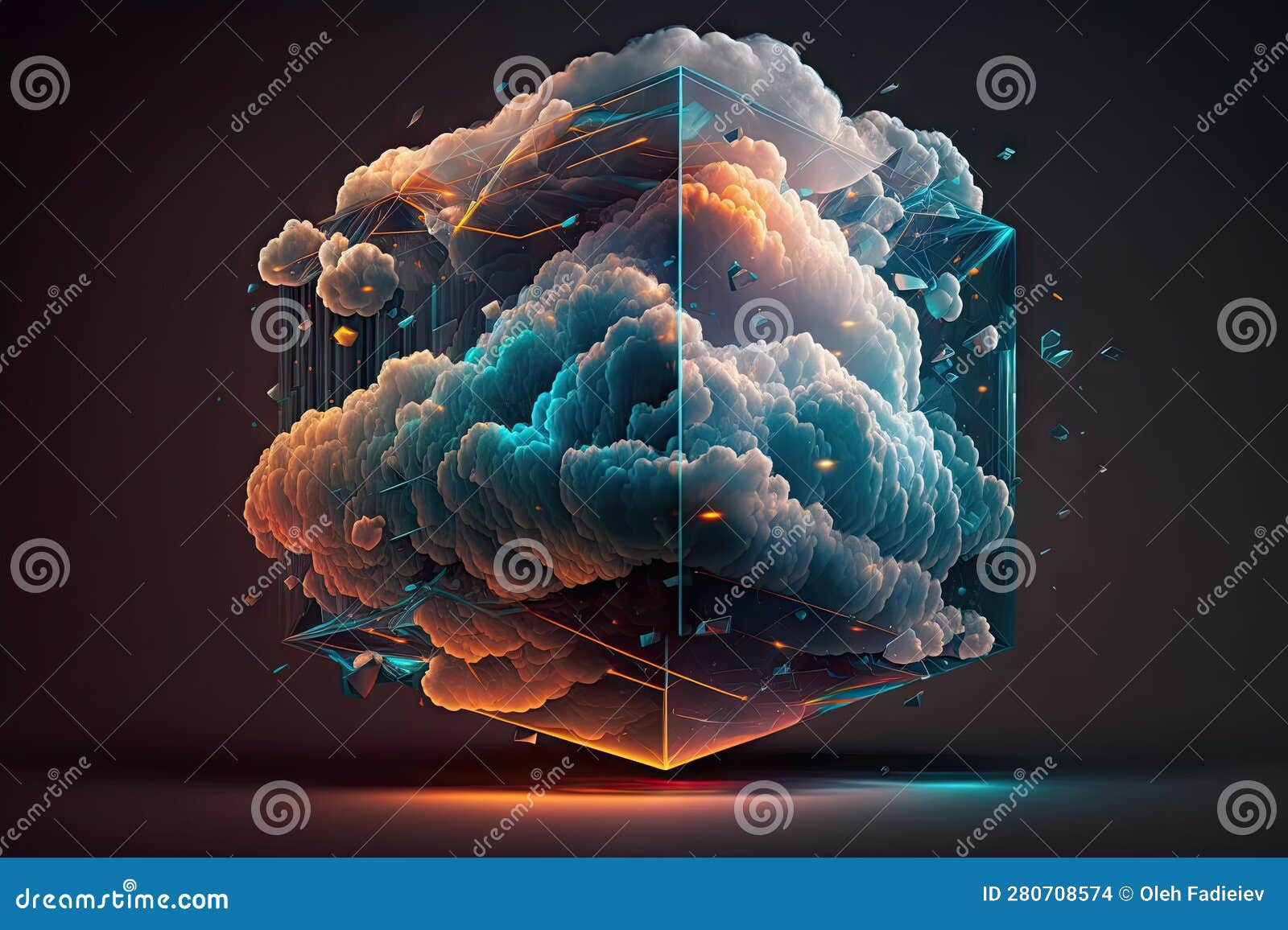 Cloud Computing Concept. Futuristic Technology Style Stock Illustration ...