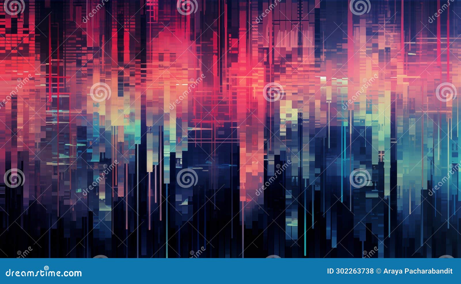 Abstract Glitch Patterns on Dark Toned Background, AI Generated Stock ...