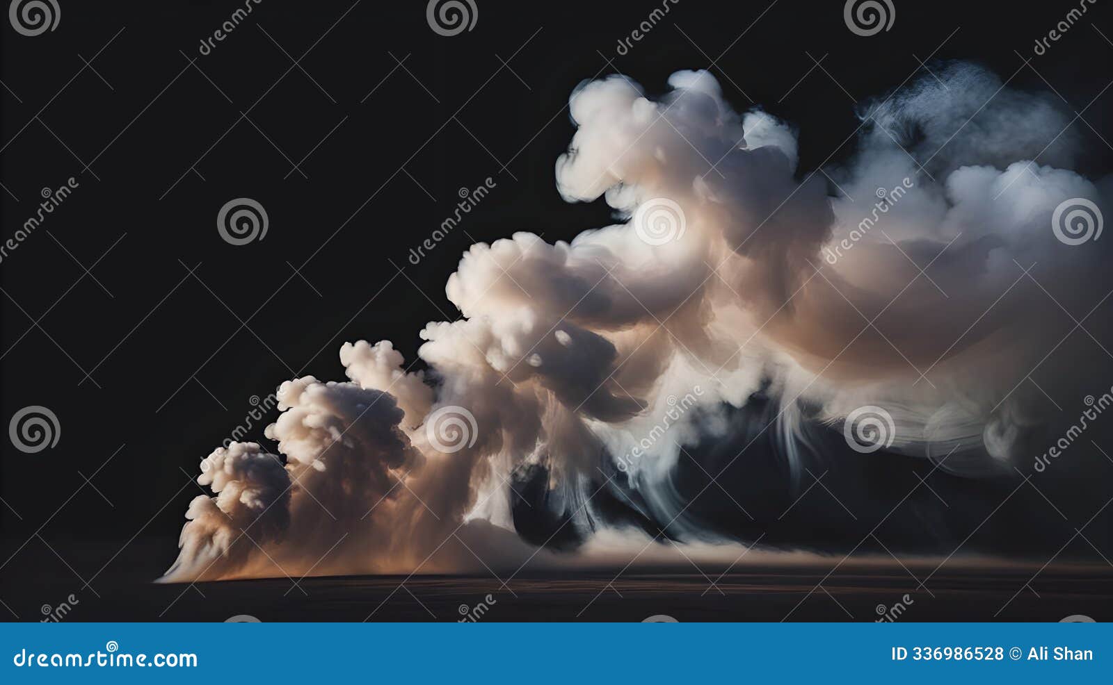 Dramatic White Smoke Clouds Rising Agnst Dark Sky Stock Illustration ...