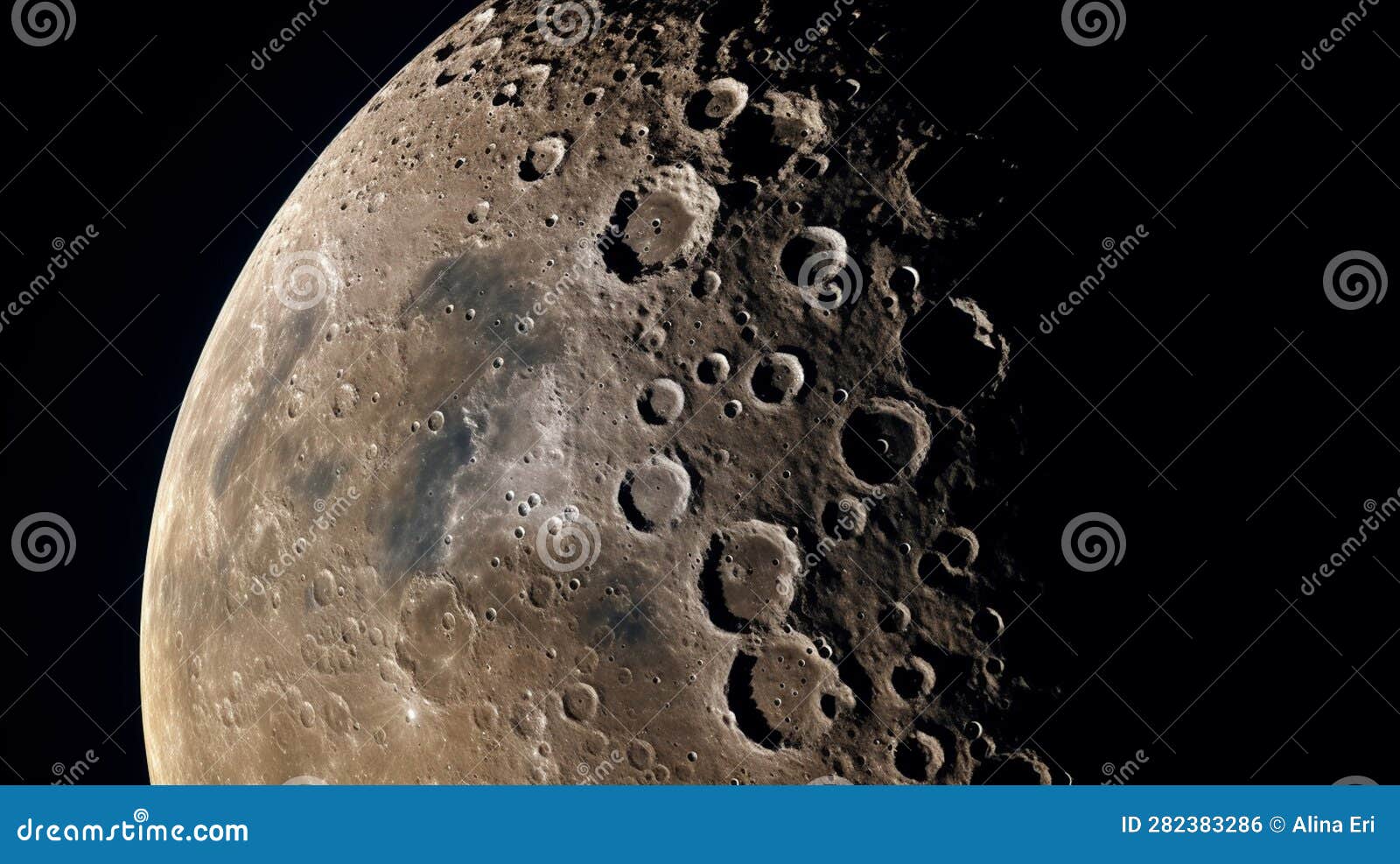Half Planet Surface with Craters and Dark Space Stock Illustration ...
