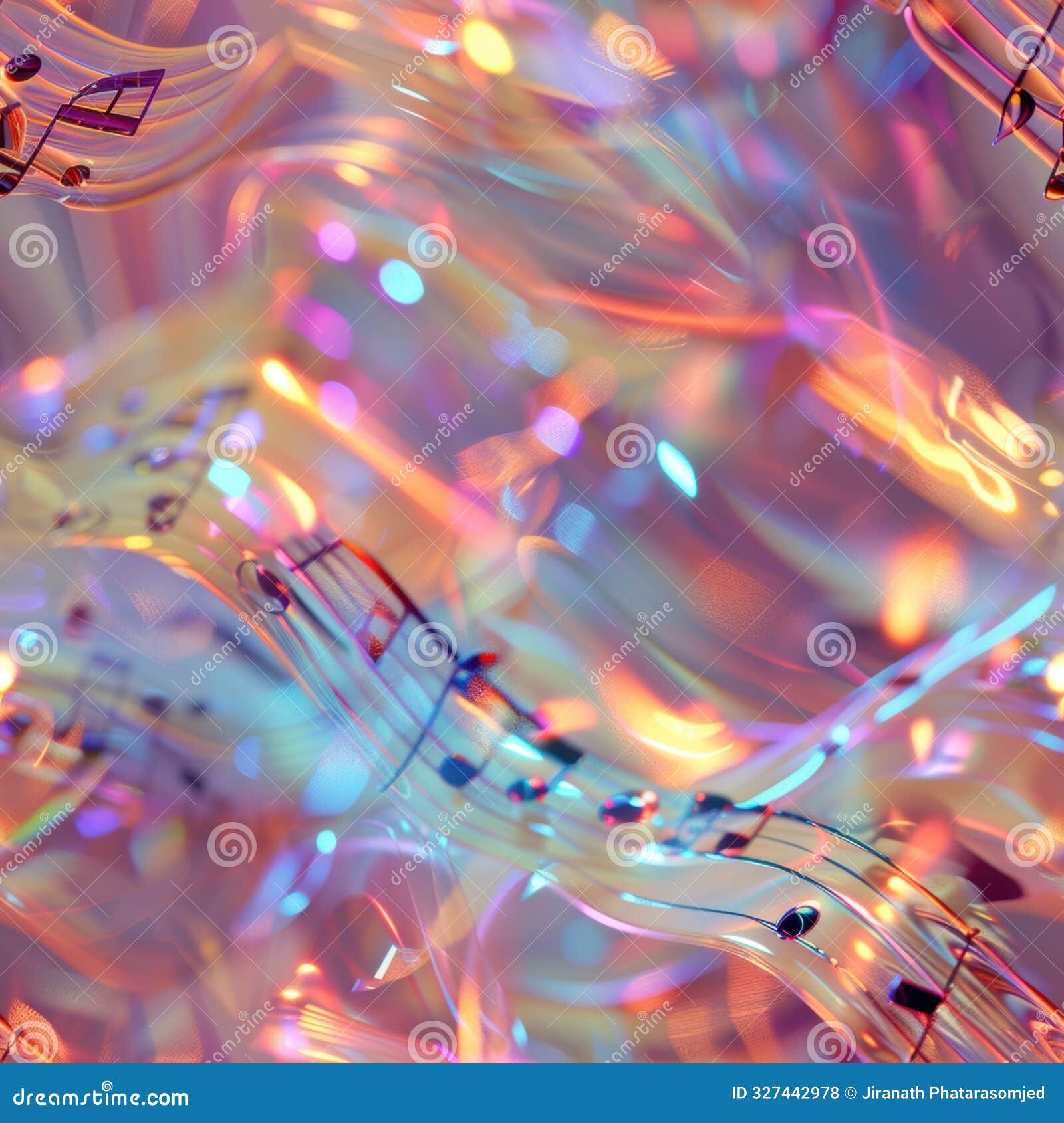 Abstract Holographic Music Notes with Pastel Colors Stock Illustration ...