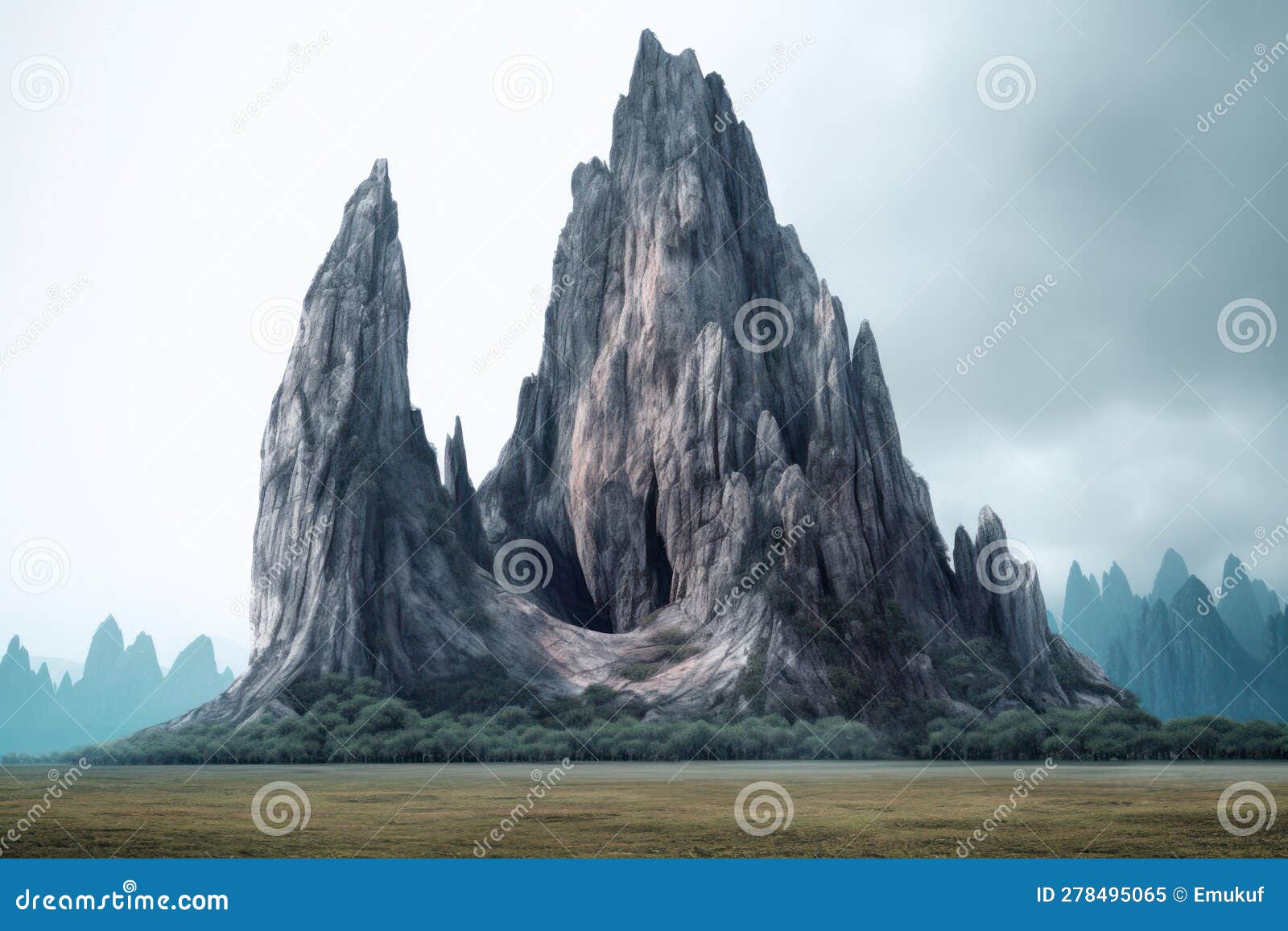 Mesmerizing Image Jagged Rock on Empty Field Generative Ai Stock ...