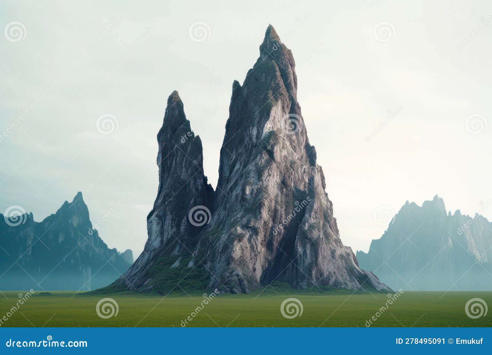 Mesmerizing Image Jagged Rock on Empty Field Generative Ai Stock ...