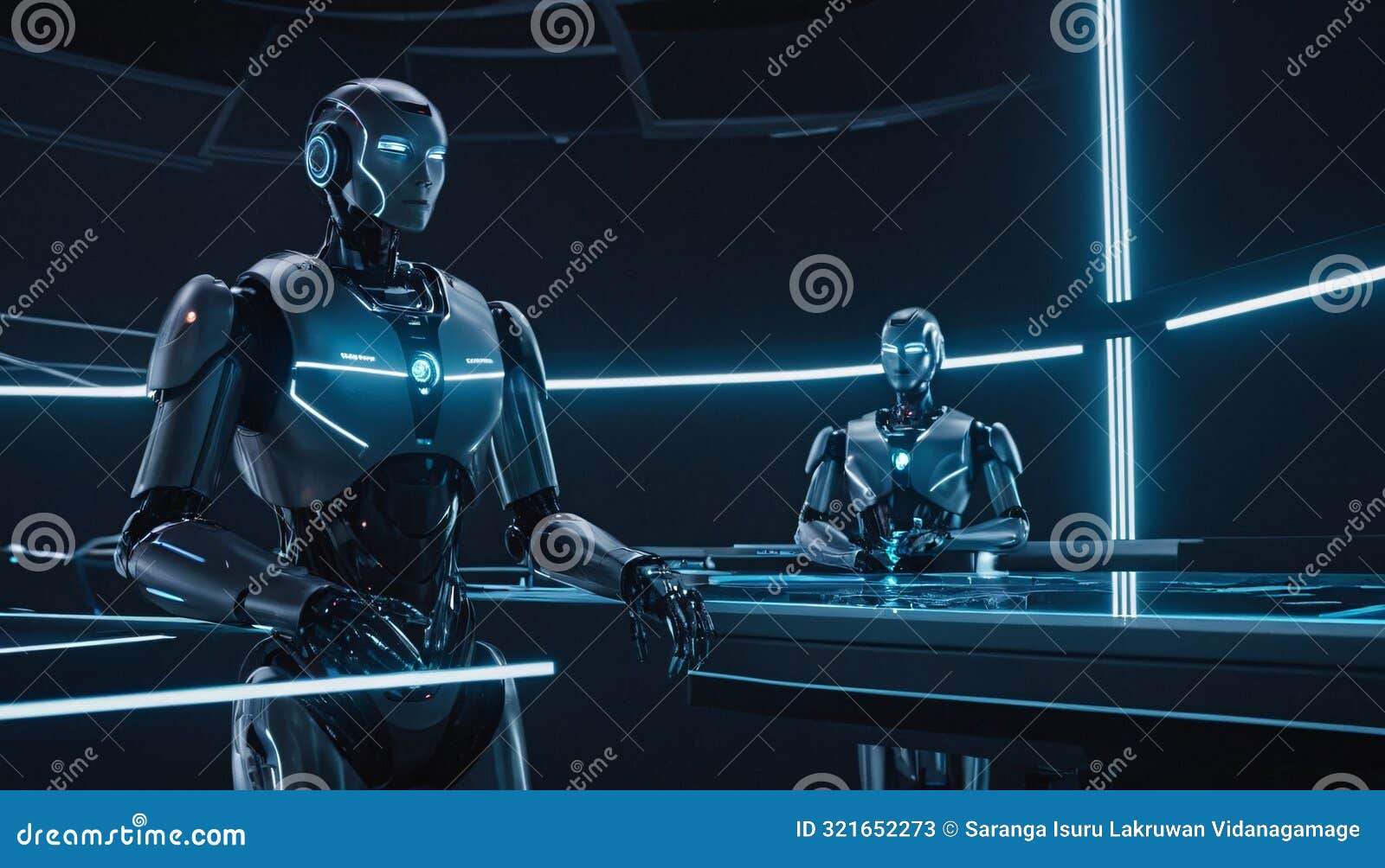 The Cybernetic Nexus: an Autonomous AI Interface Stock Illustration ...