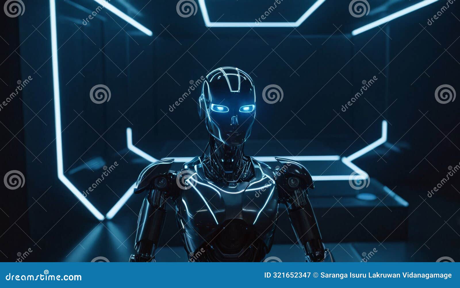 The Cybernetic Nexus: an Autonomous AI Interface Stock Illustration ...