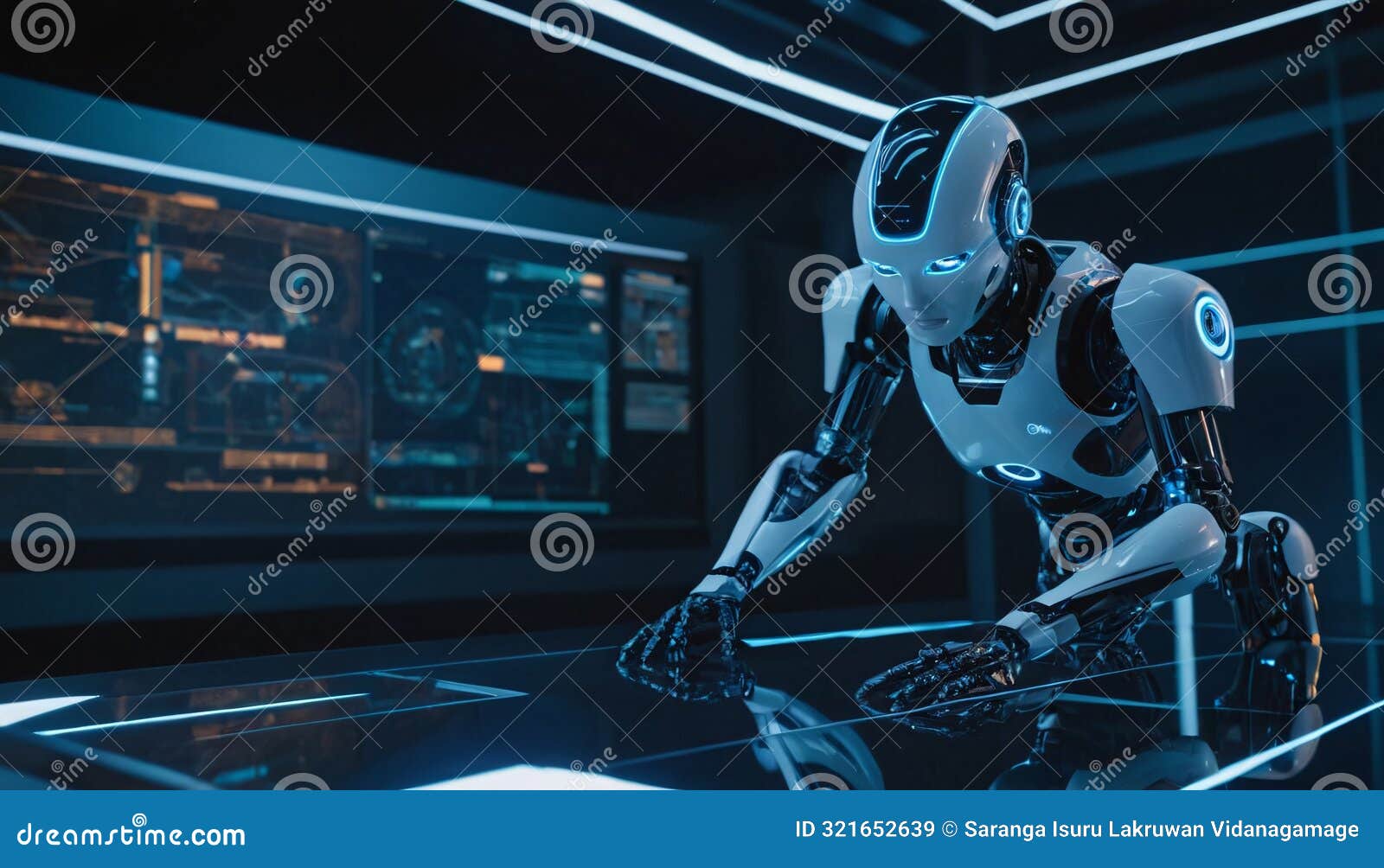 The Cybernetic Nexus: an Autonomous AI Interface Stock Illustration ...