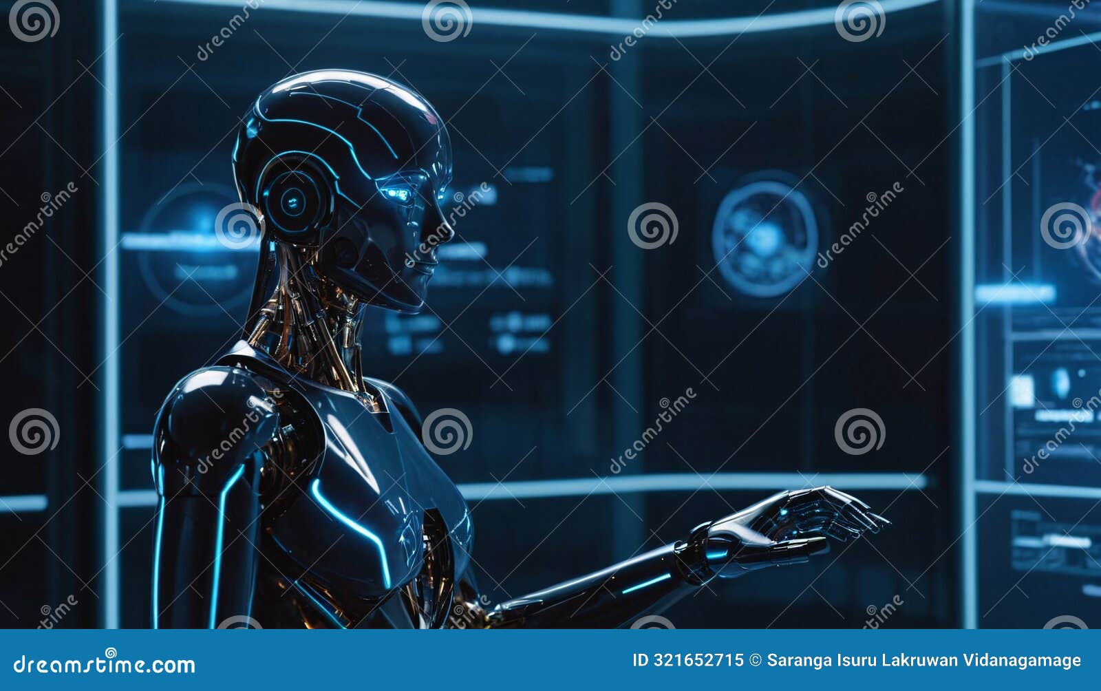 The Cybernetic Nexus: an Autonomous AI Interface Stock Illustration ...