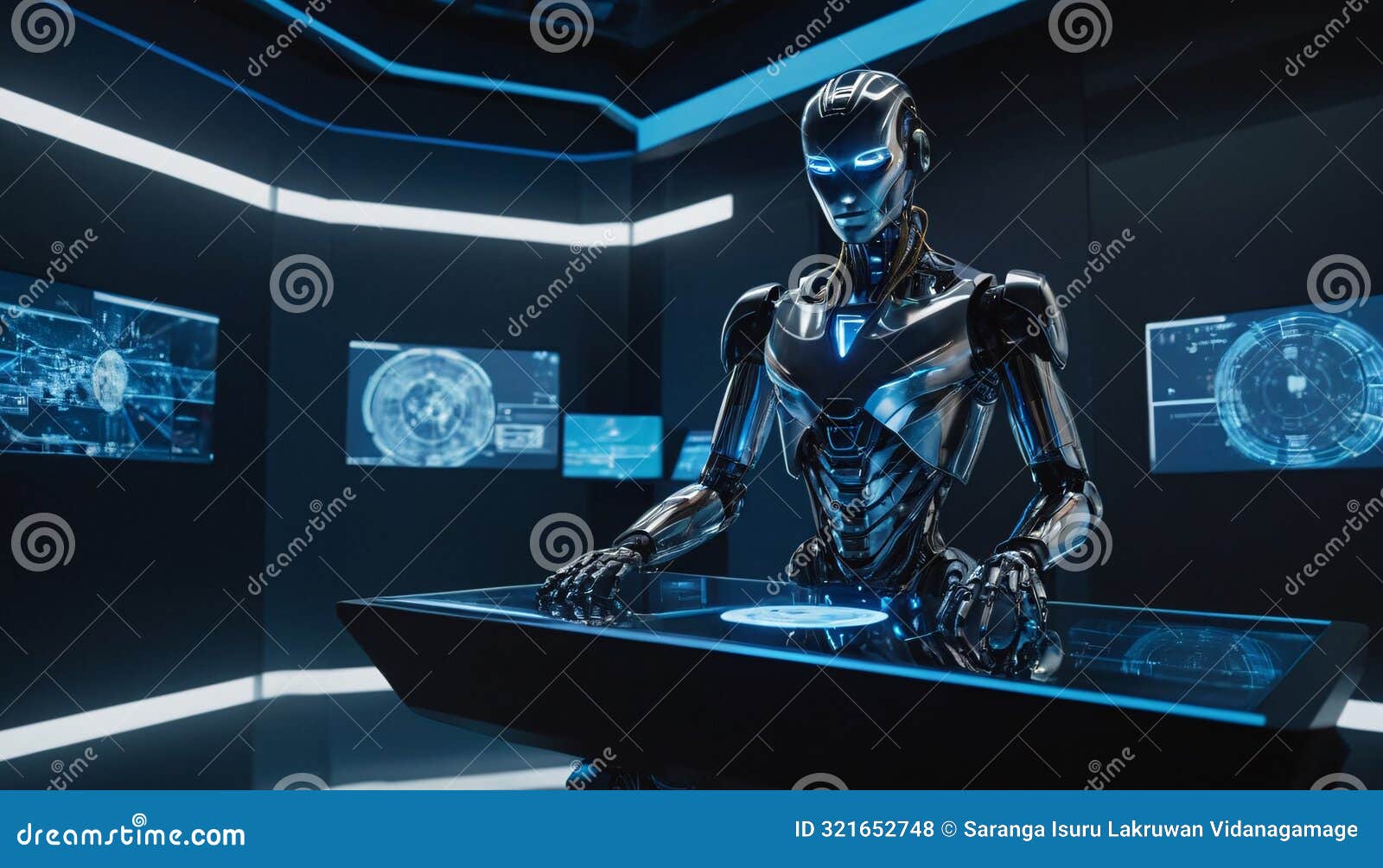 The Cybernetic Nexus: an Autonomous AI Interface Stock Illustration ...